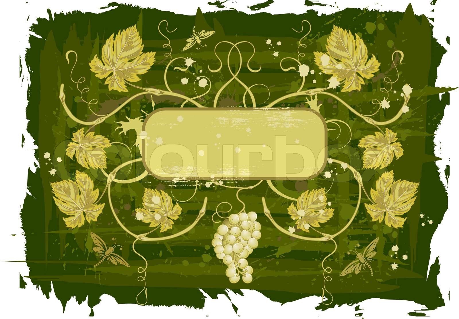 Grunge Reben Rahmen mit Trauben, Element für Design , Vektor ...