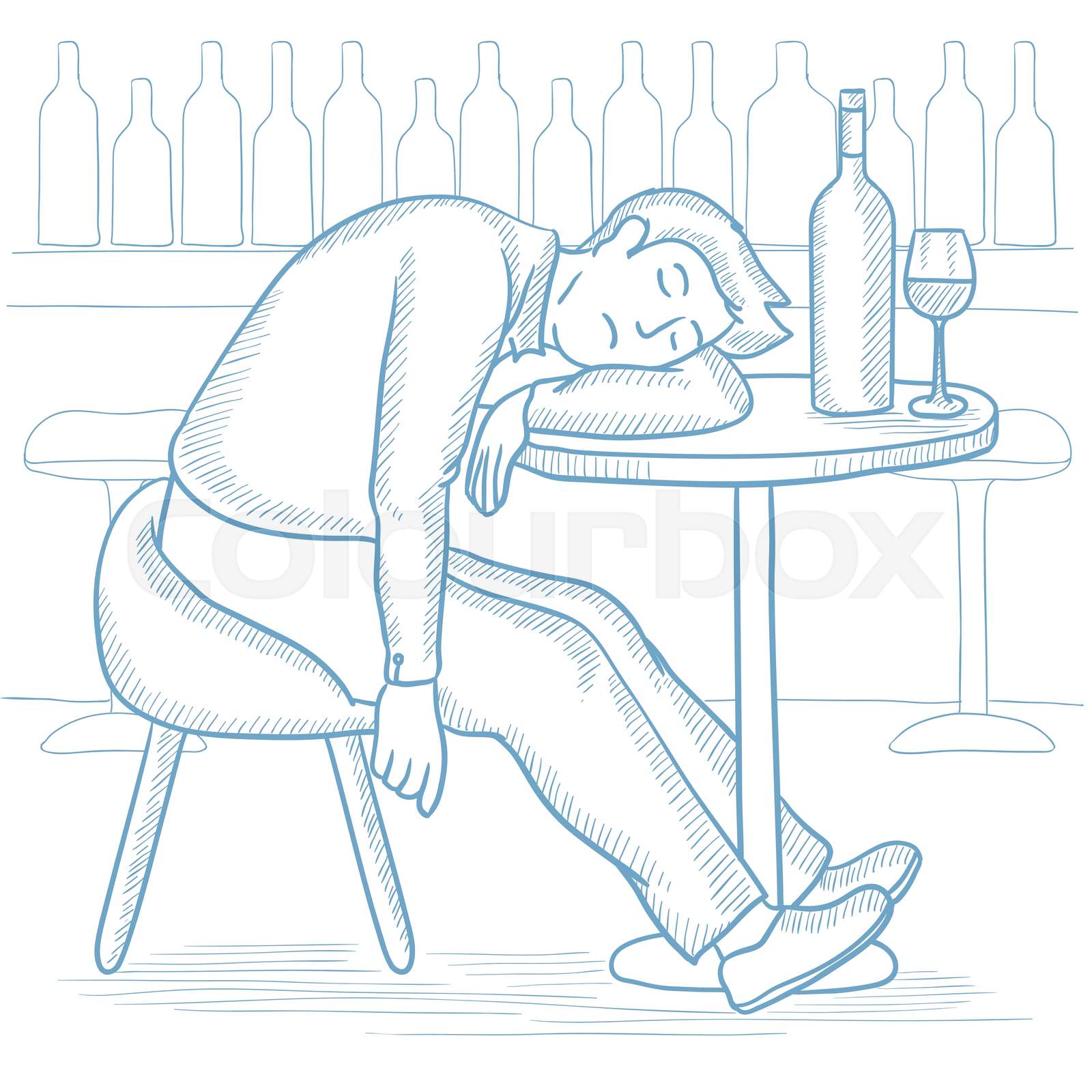 Drunk man sleeping in bar vector illustration. | Stock vector | Colourbox