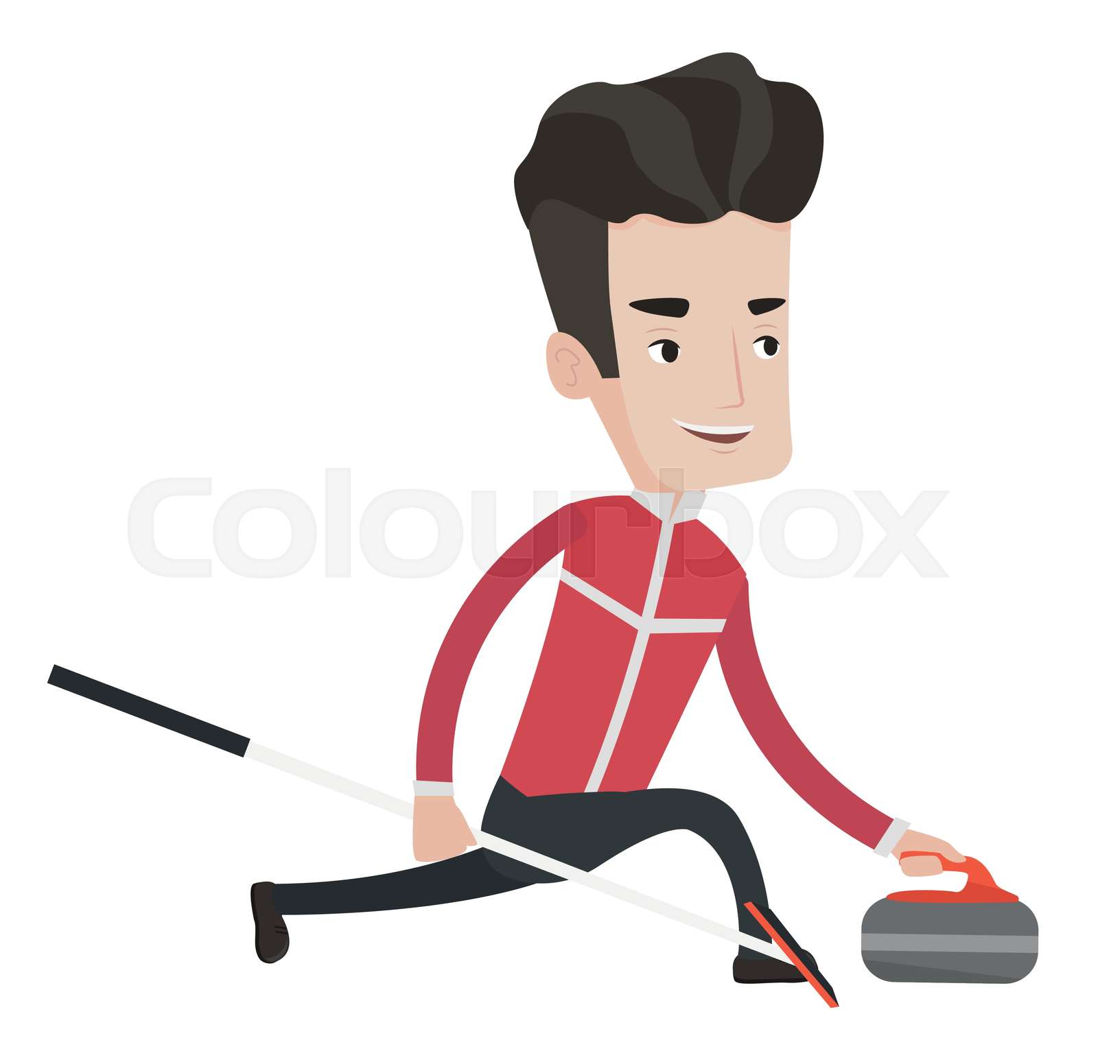 Curling player playing curling on curling rink. | Stock vector | Colourbox