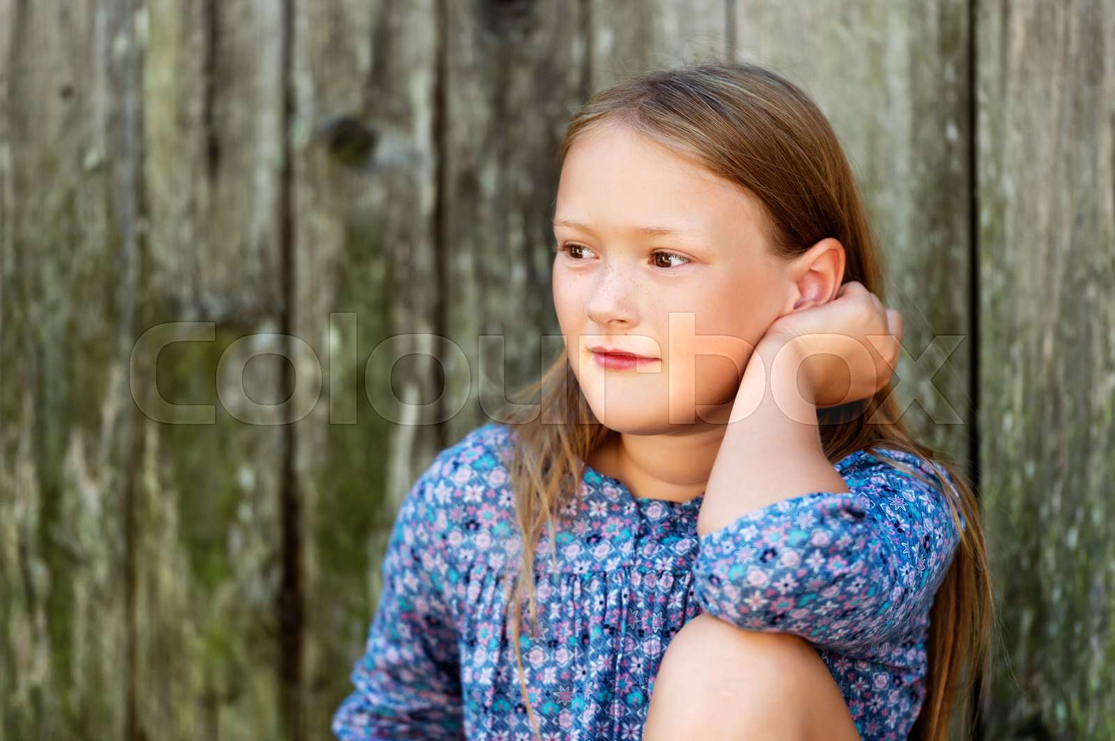 Close up portrait of a cute little girl of 8-9 years old | Stock image ...