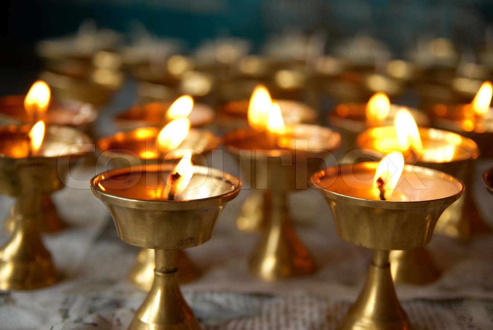 Rows of candles in the indian temple | Stock image | Colourbox