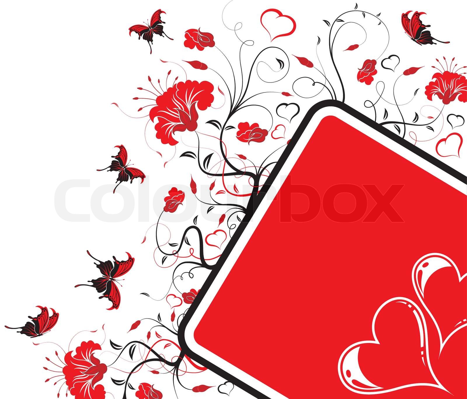 Valentinsdag ramme med hjerter og blomst , element for design , vektor ...