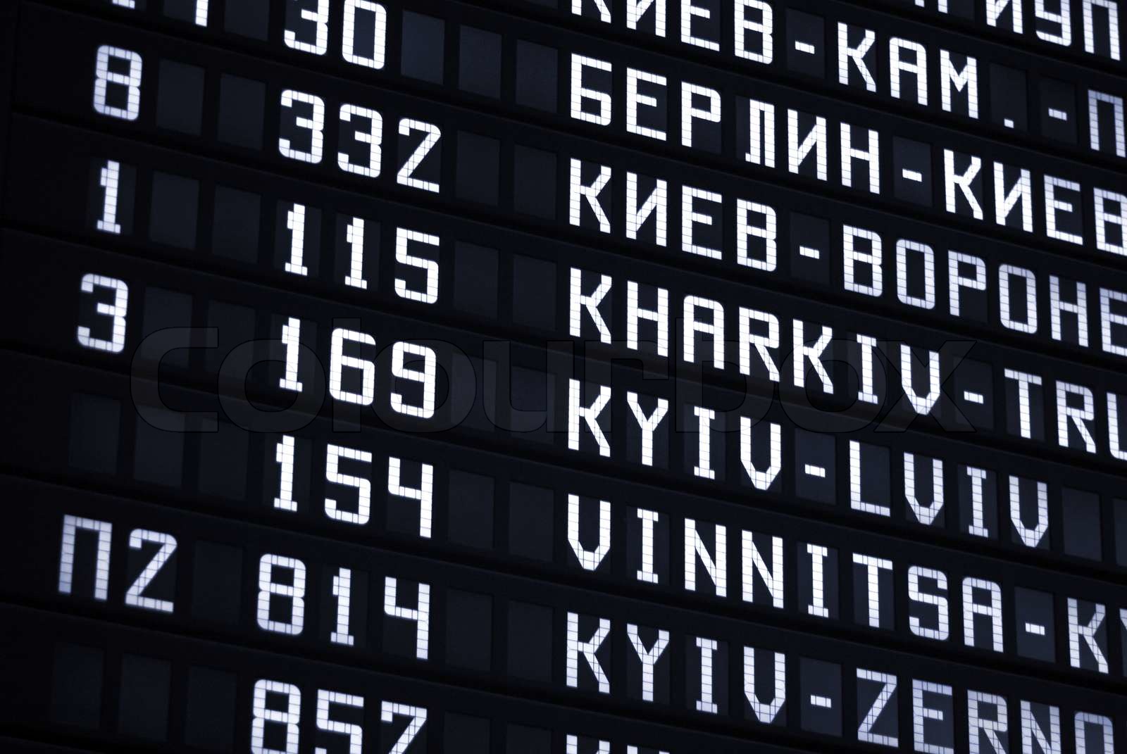 Railway station timetable | Stock image | Colourbox