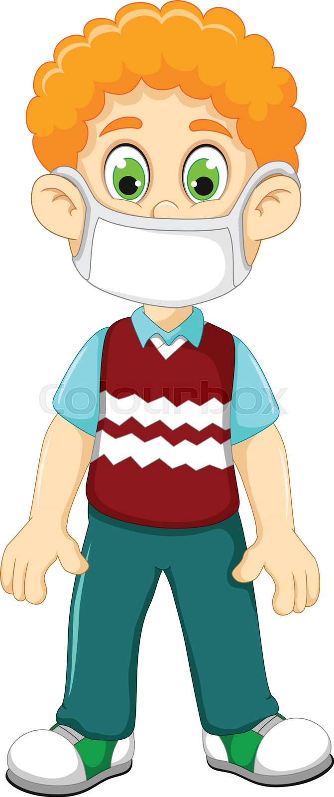 cute Boy cartoon wearing breath mask for protect a respiratory disease ...