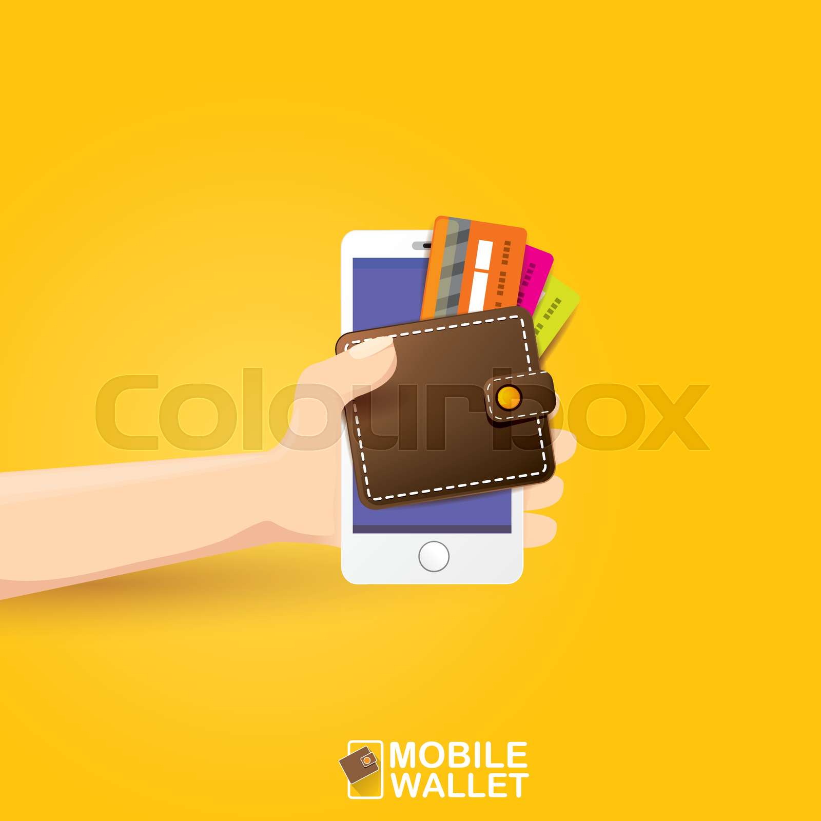 vector digital mobile e wallet vector concept | Stock vector | Colourbox