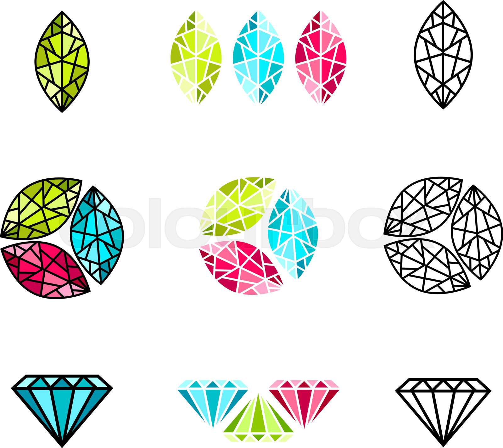 Abstract gemstone Logo Design Set | Stock vector | Colourbox