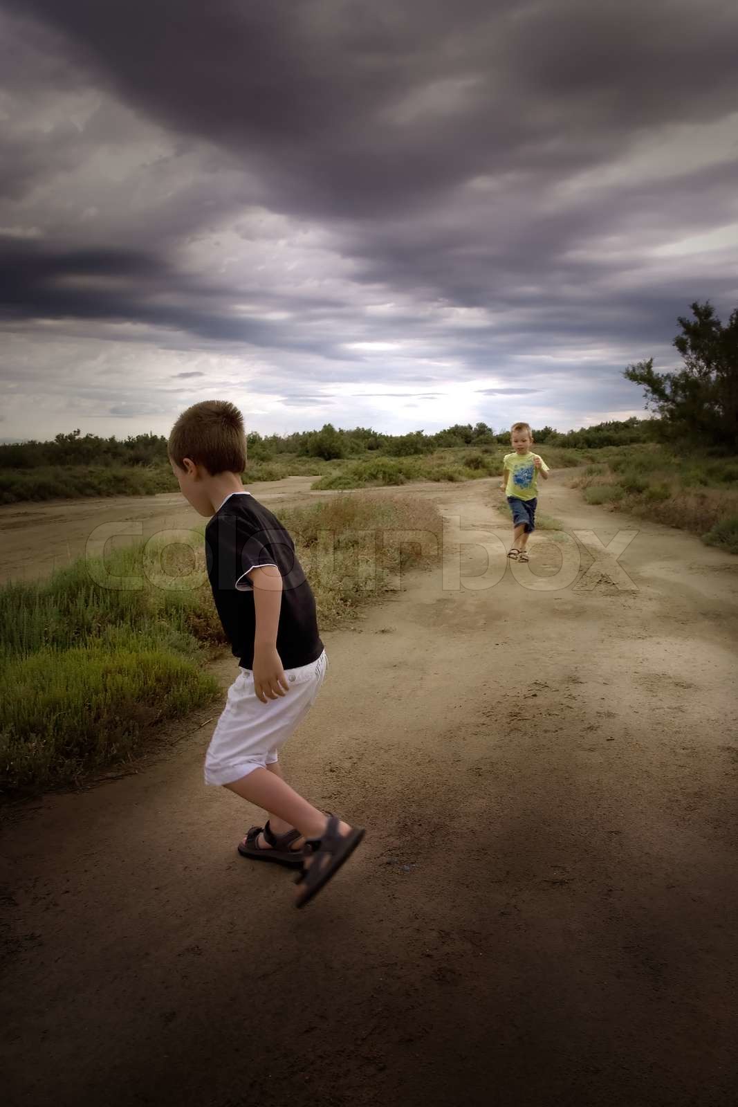 two children running | Stock image | Colourbox