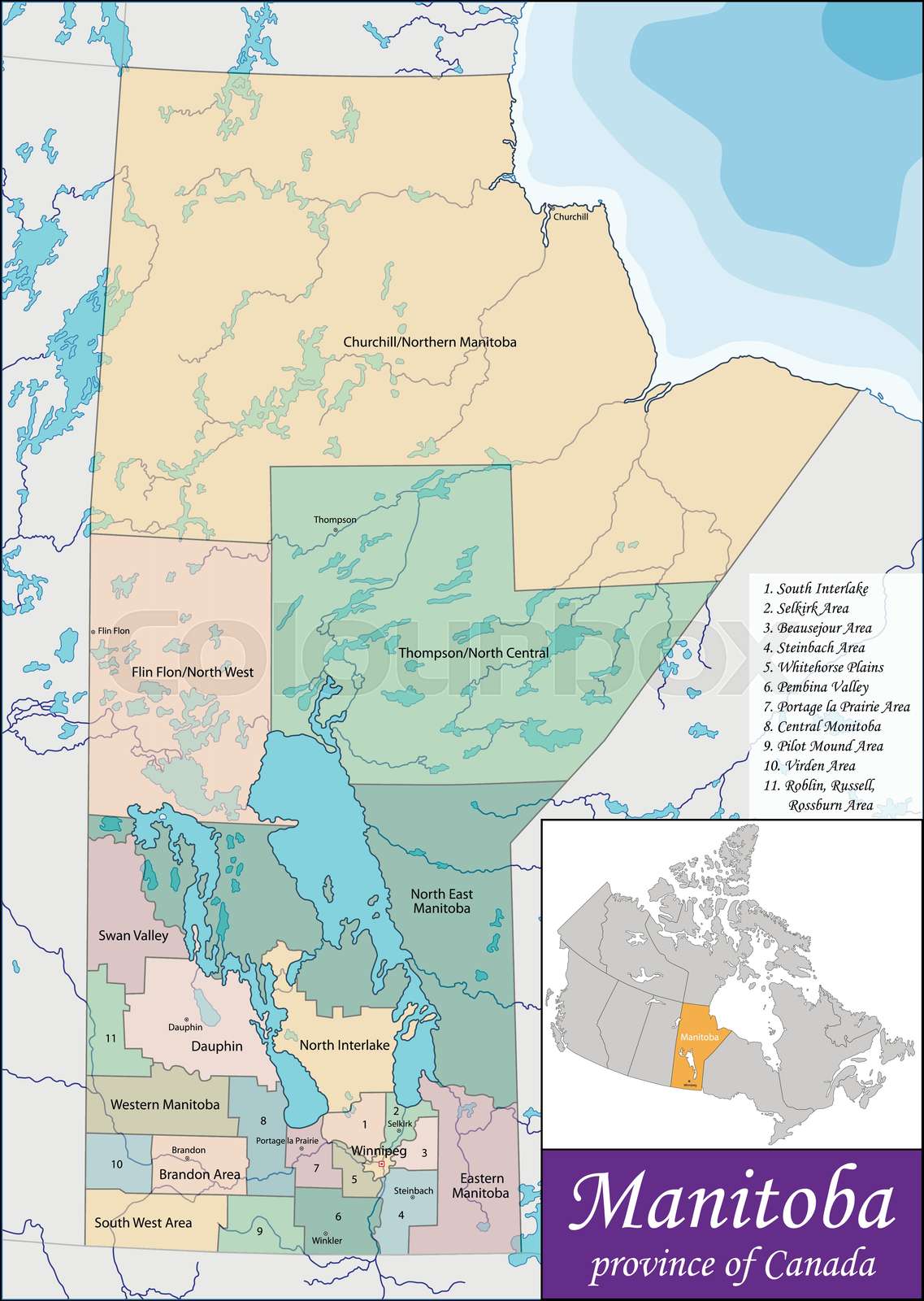 Map of Manitoba | Stock vector | Colourbox