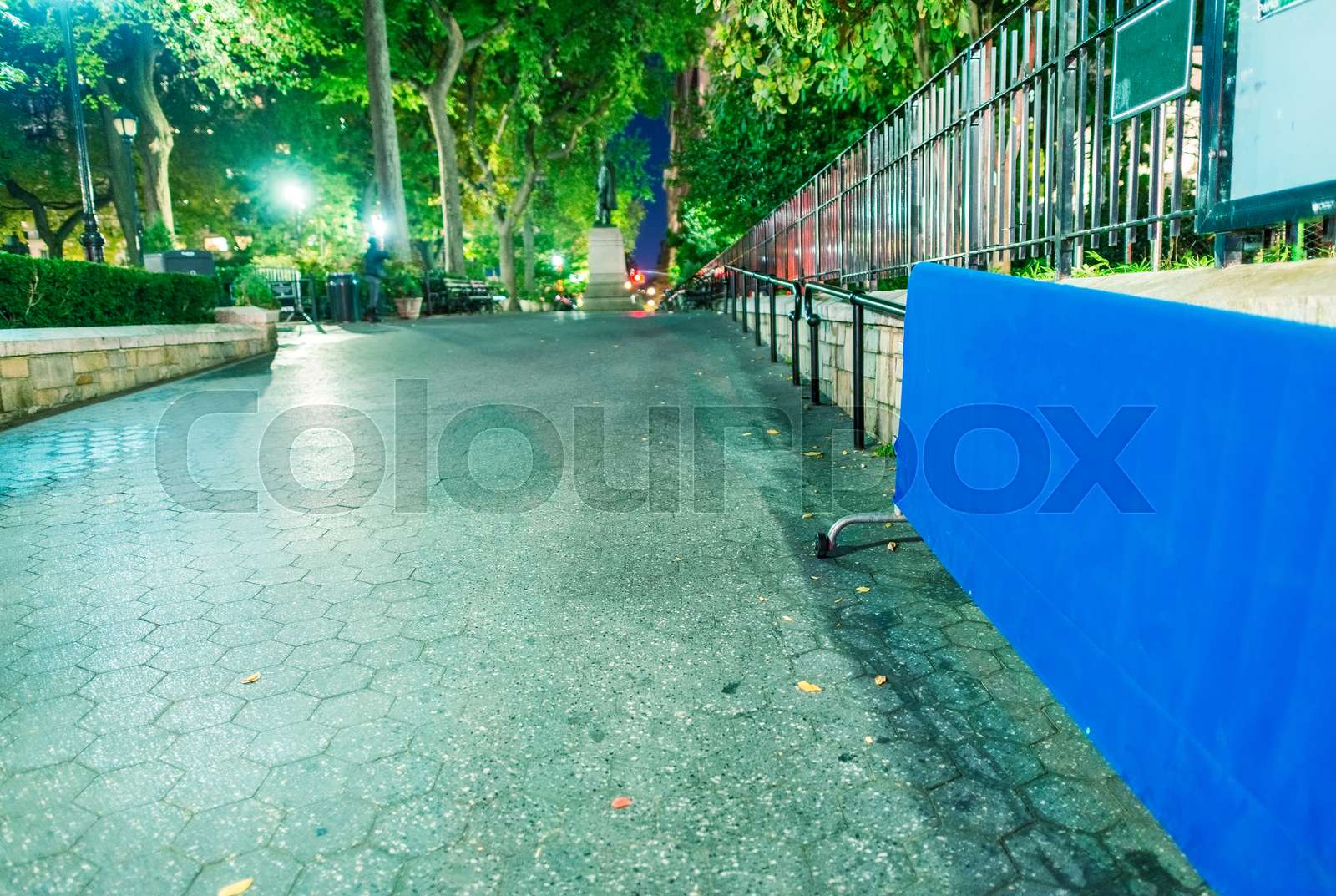 Night city square and park with entrance sign | Stock image | Colourbox Night city square and park with entrance sign | Stock image | Colourbox