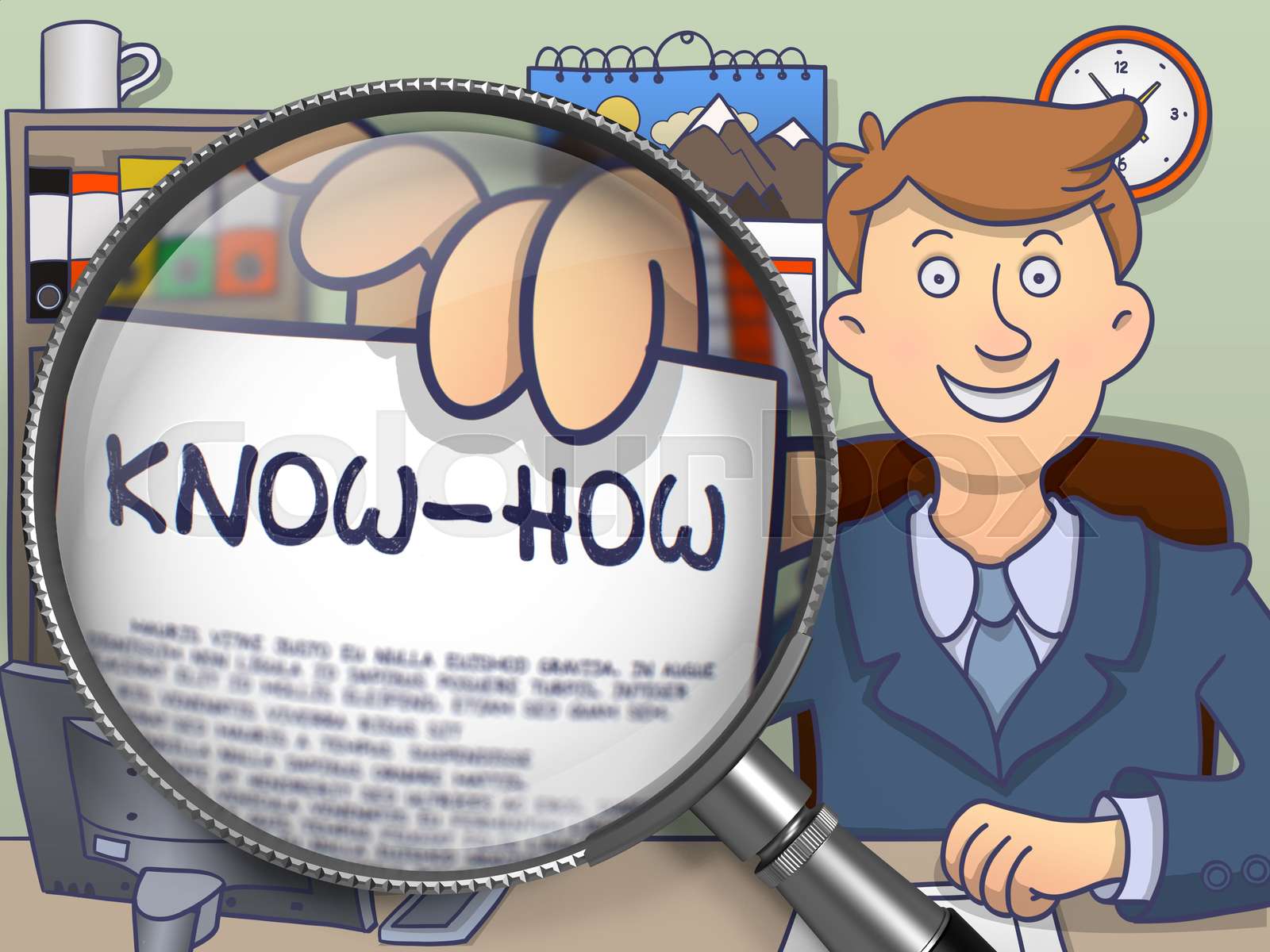 Know-How through Magnifier. Doodle Concept. | Stock image | Colourbox
