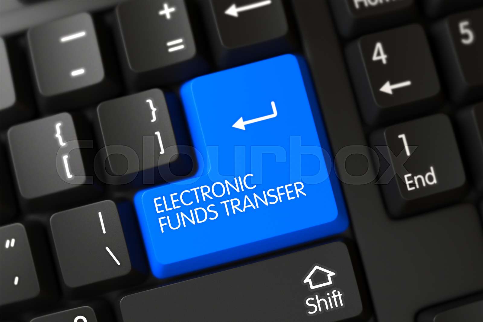 Blue Electronic Funds Transfer Button on Keyboard. 3D. | Stock image ...