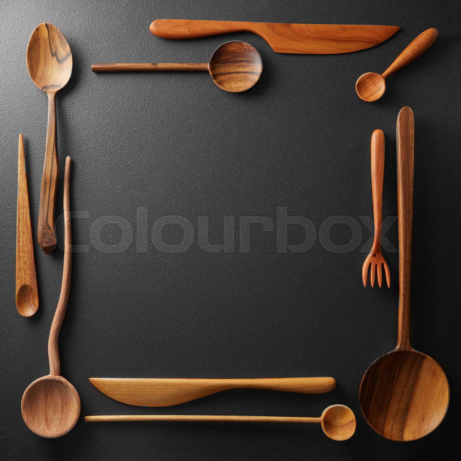 frame of wooden kitchen utensil | Stock image | Colourbox