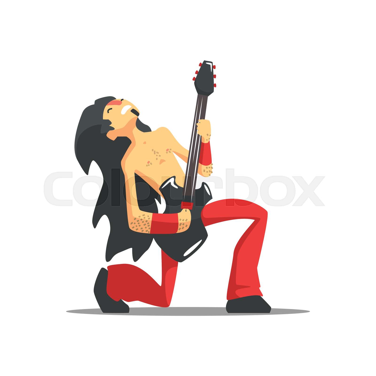 Rock Band Member Funny Character Ecstatic On Stage | Stock vector ...