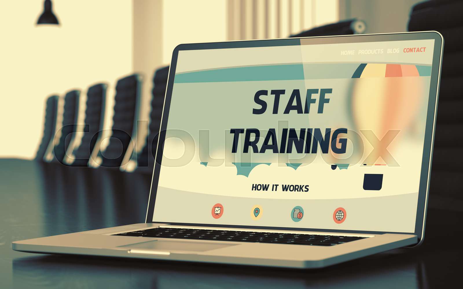 Staff Training on Laptop in Conference Room. 3D. | Stock image | Colourbox