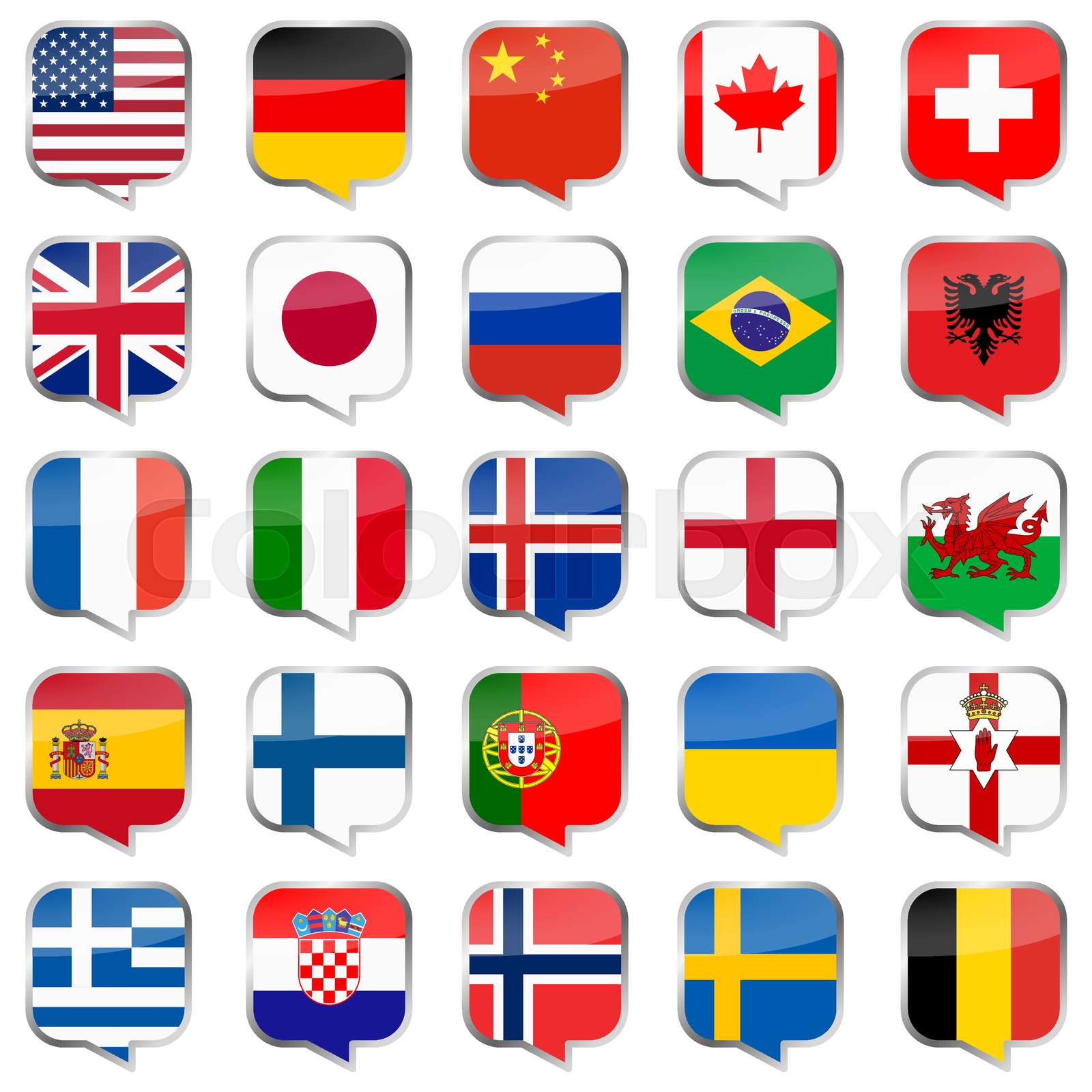 speech bubbles with country flags | Stock vector | Colourbox