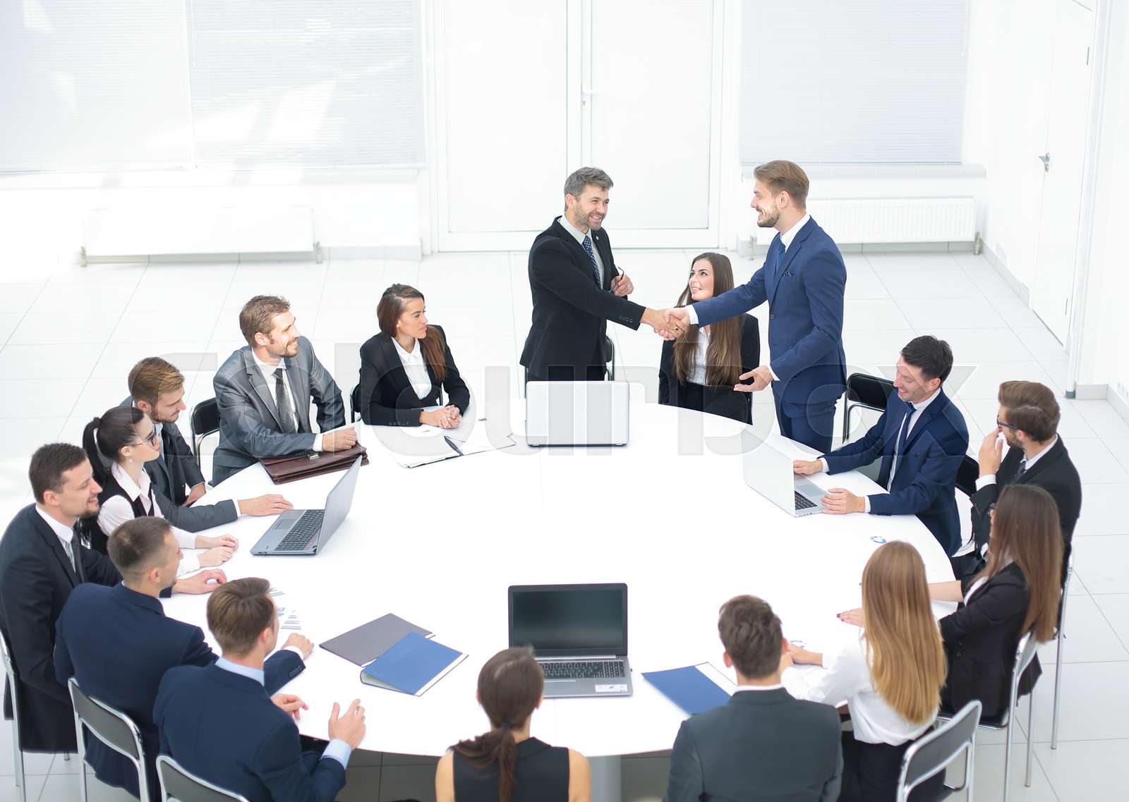 Business Team Meeting Seminar Training Concept. Handshake | Stock image ...