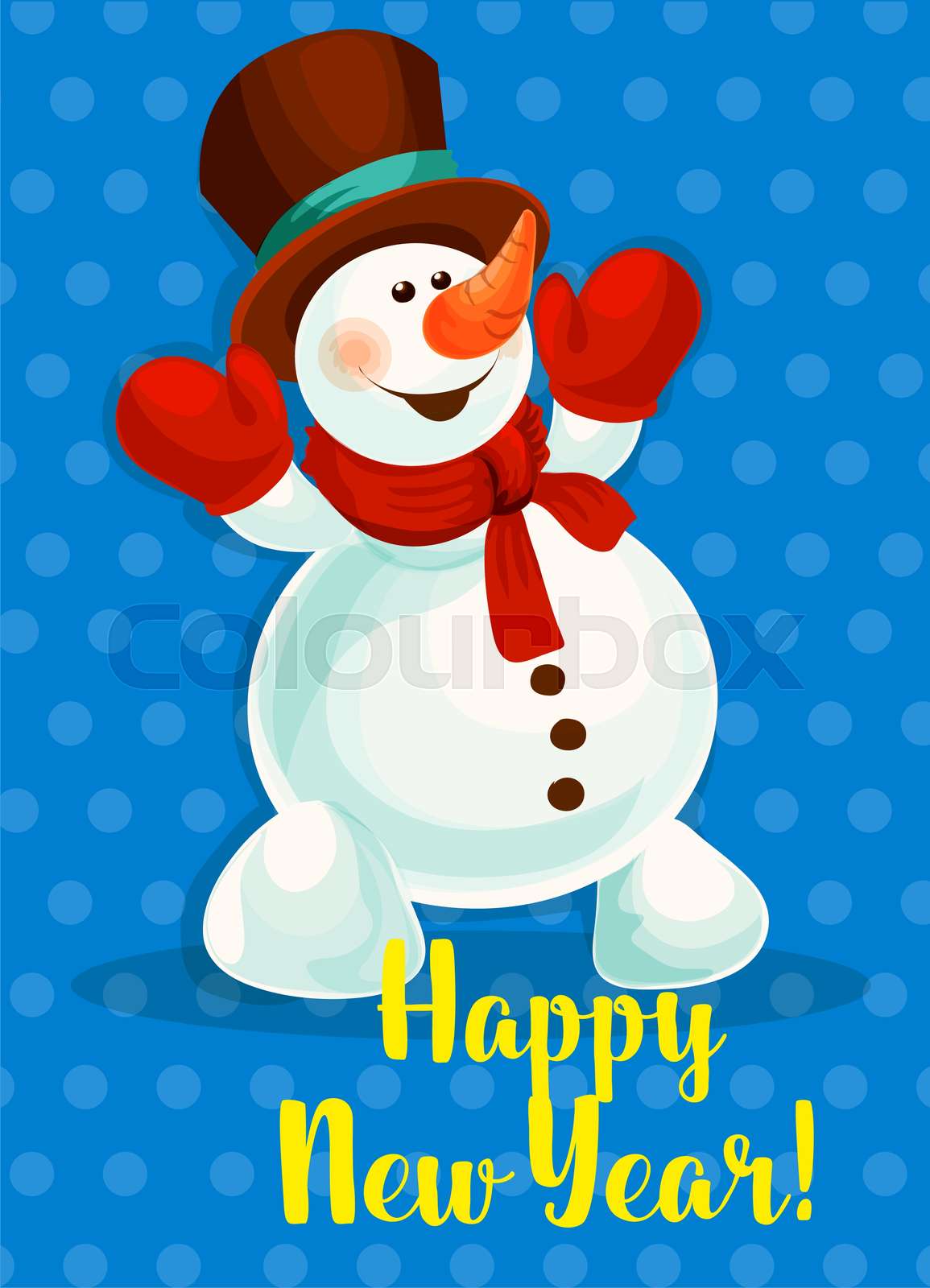 Happy New Year vector greeting poster. Snowman | Stock vector | Colourbox