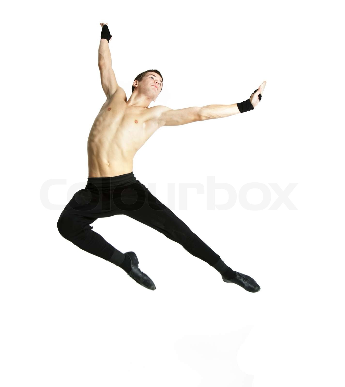 acrobat dancer jumping over white | Stock image | Colourbox