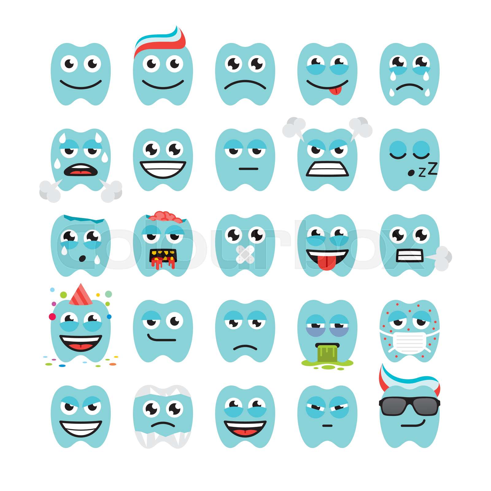 teeth with different emotions | Stock vector | Colourbox