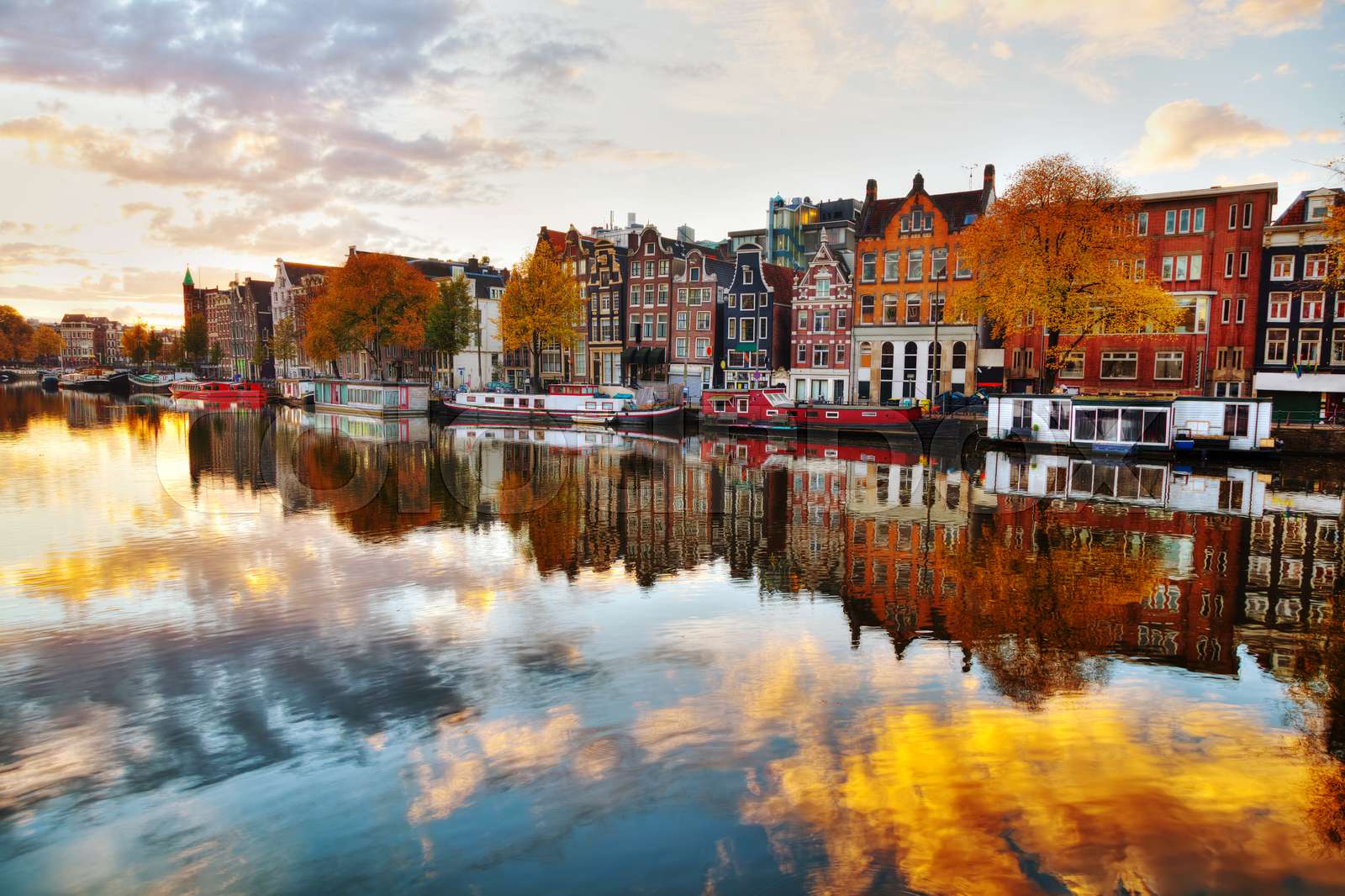 Amsterdam city view with Amstel river | Stock image | Colourbox