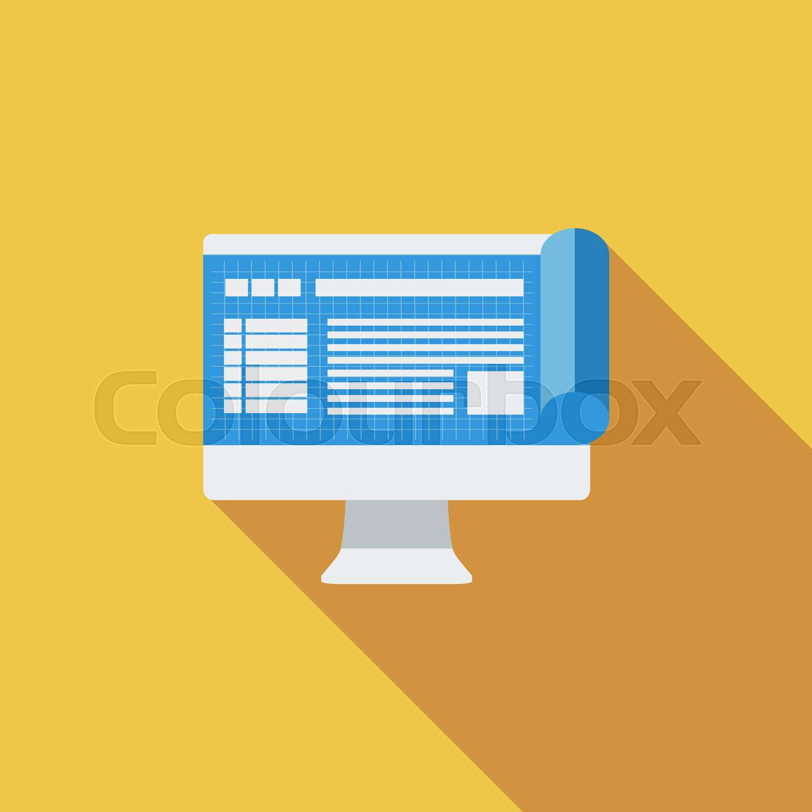 Monitor whit blueprint. | Stock vector | Colourbox