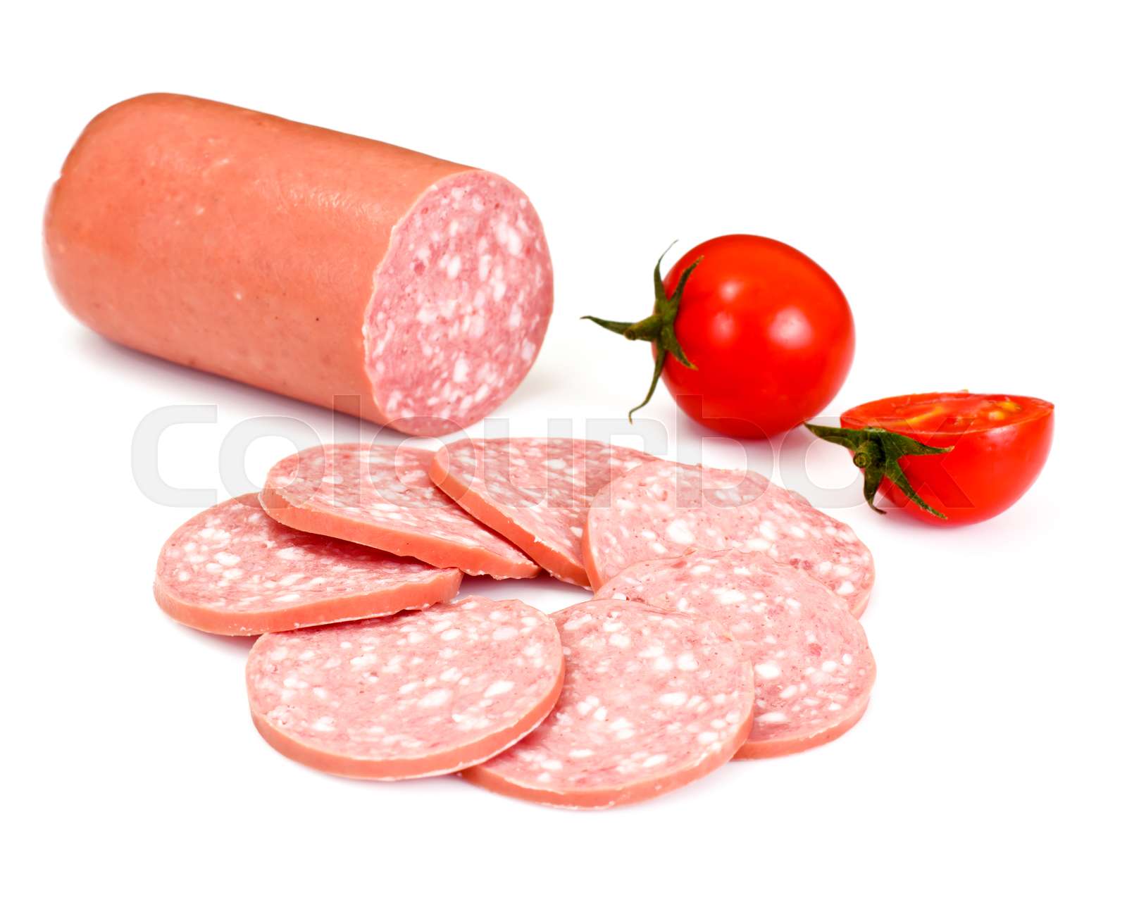 Sausage Salami Isolated on White Background | Stock image | Colourbox