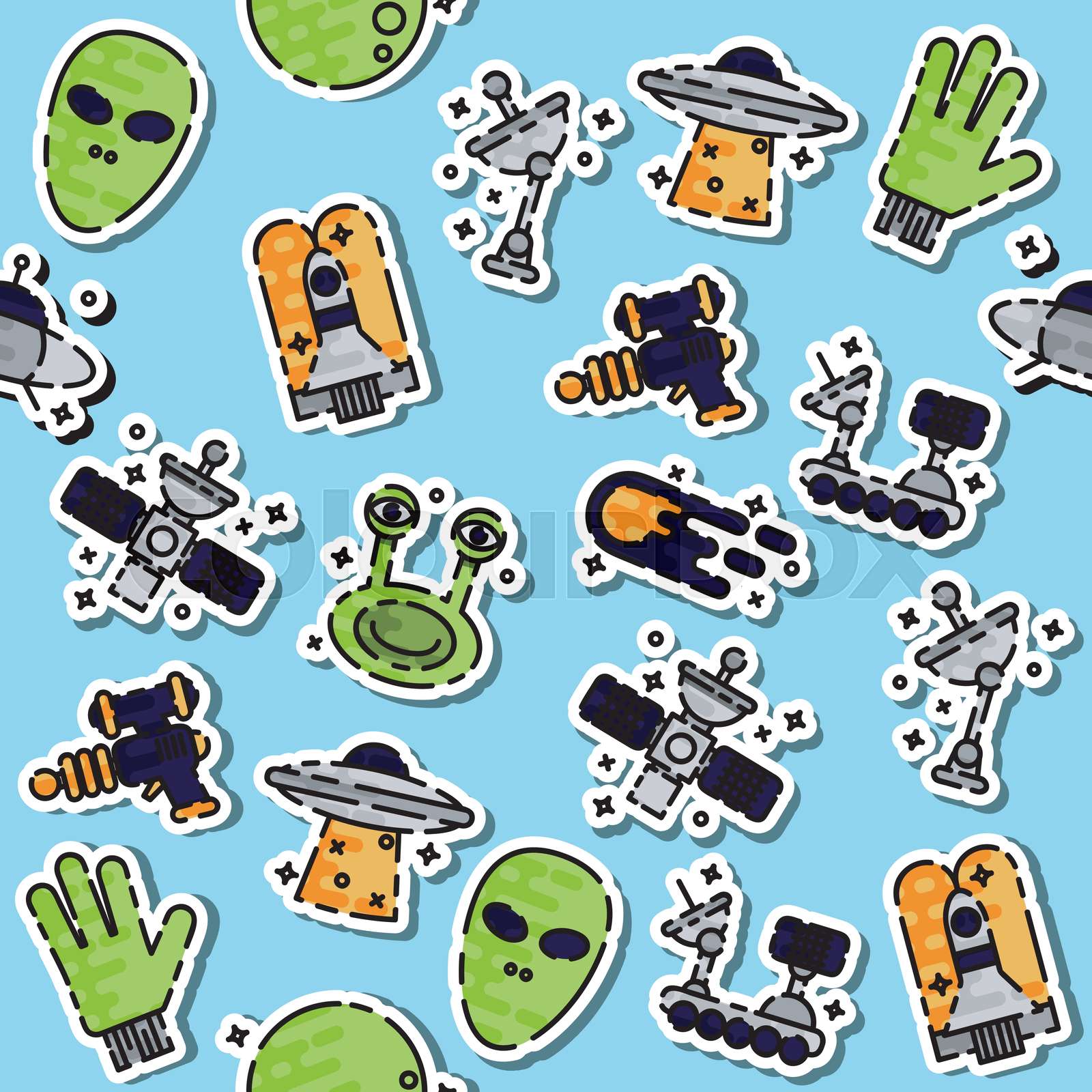 Colored UFO pattern | Stock vector | Colourbox