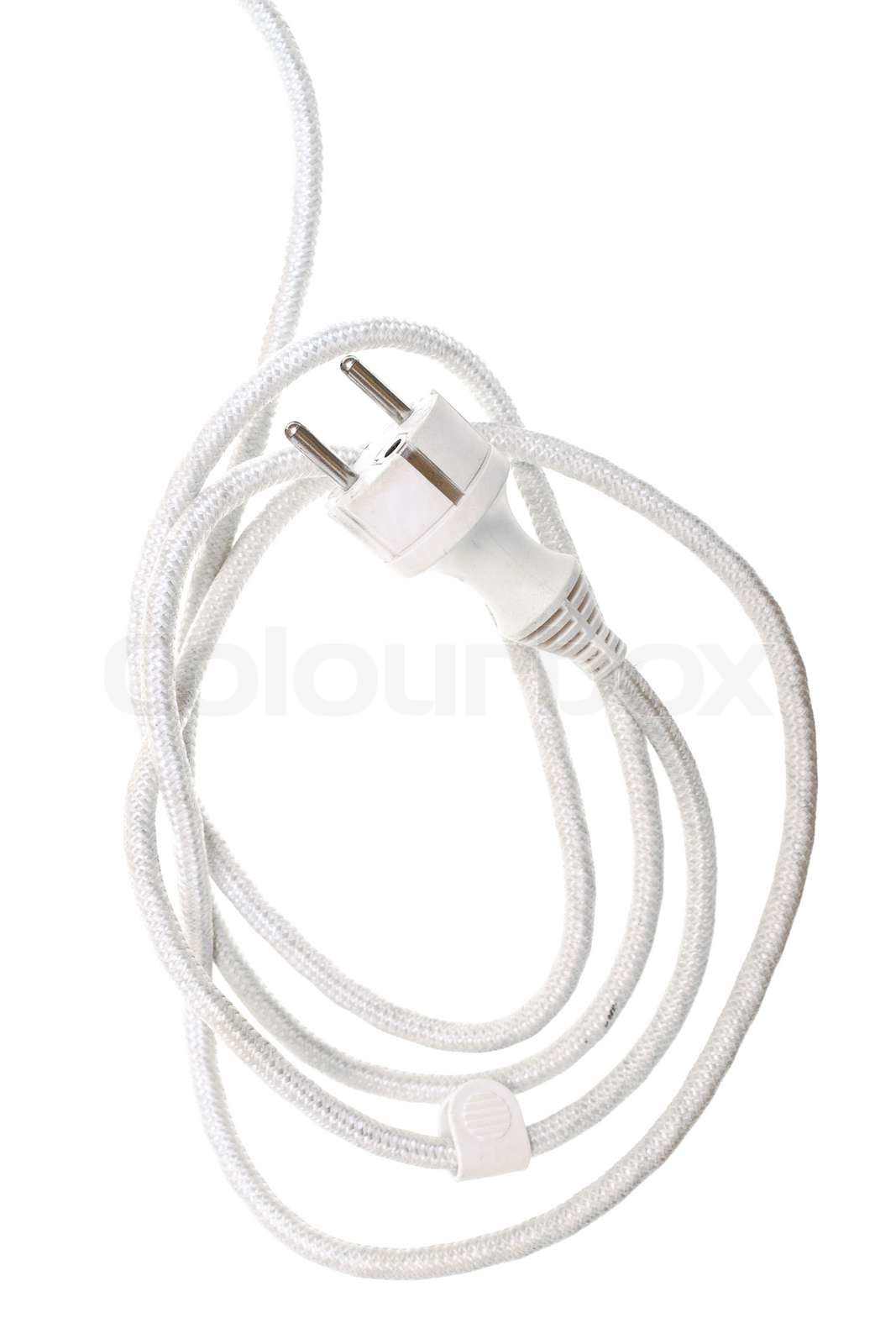 White electric cable isolated on white | Stock image | Colourbox