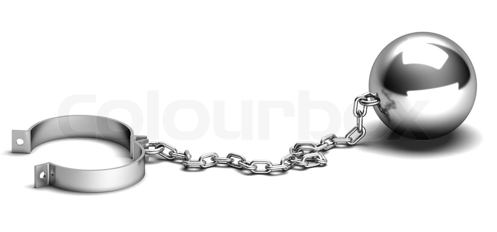 Metallic ball and chain isolated on white | Stock image | Colourbox