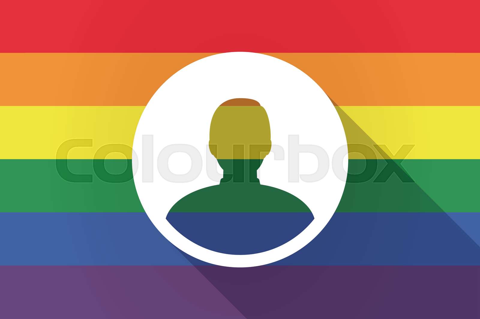 Long shadow lgbt flag with a male avatar | Stock vector | Colourbox