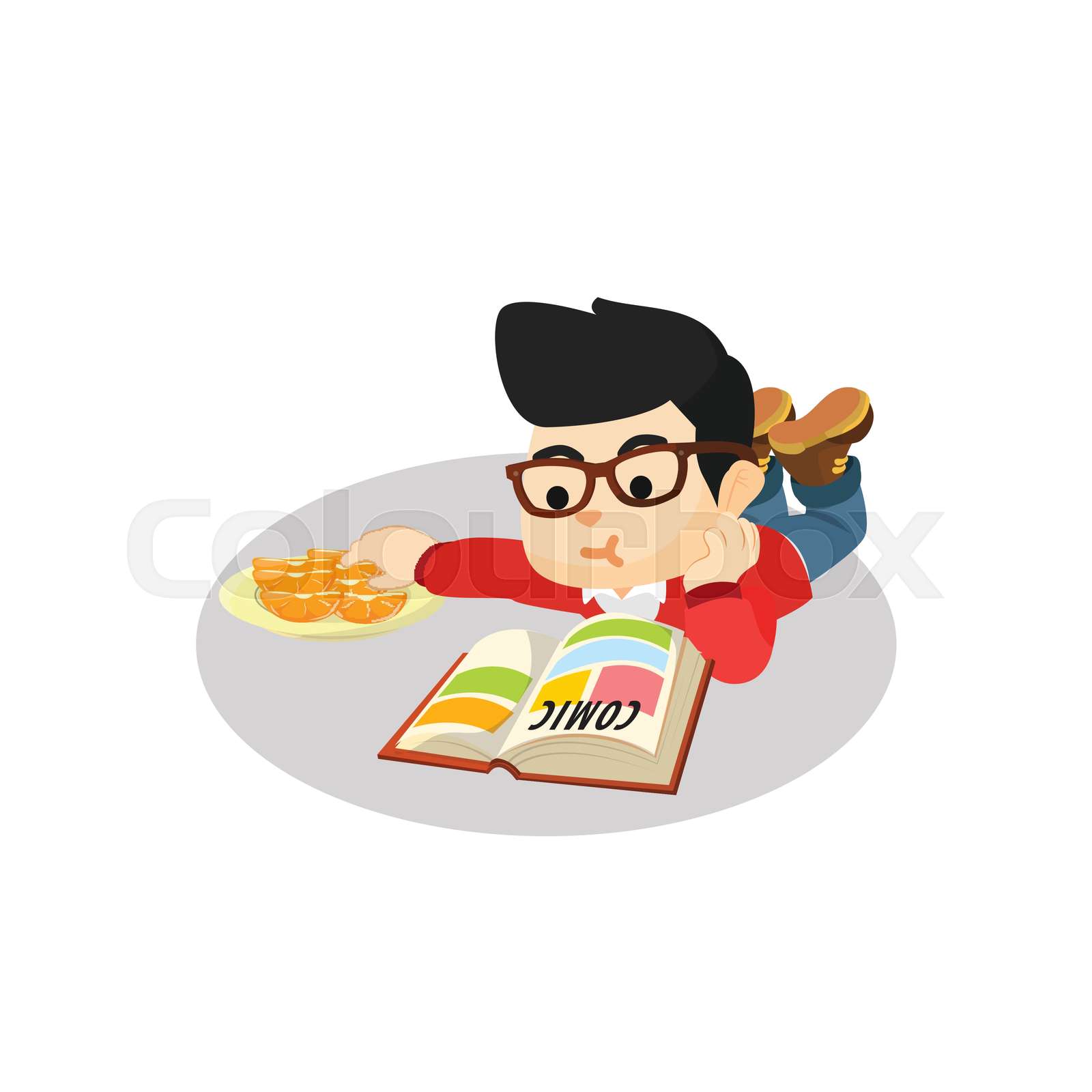 Boy reading comic book | Stock vector | Colourbox
