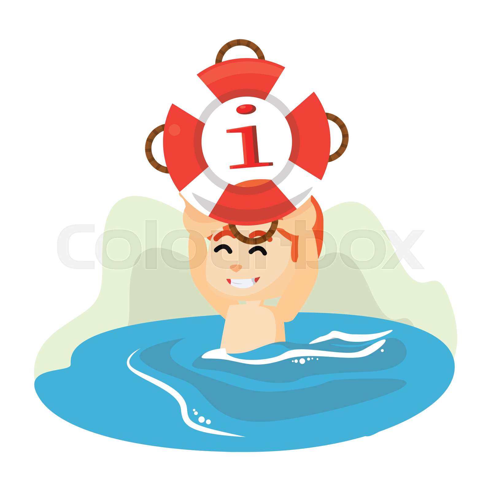 Boy holding floating information | Stock vector | Colourbox