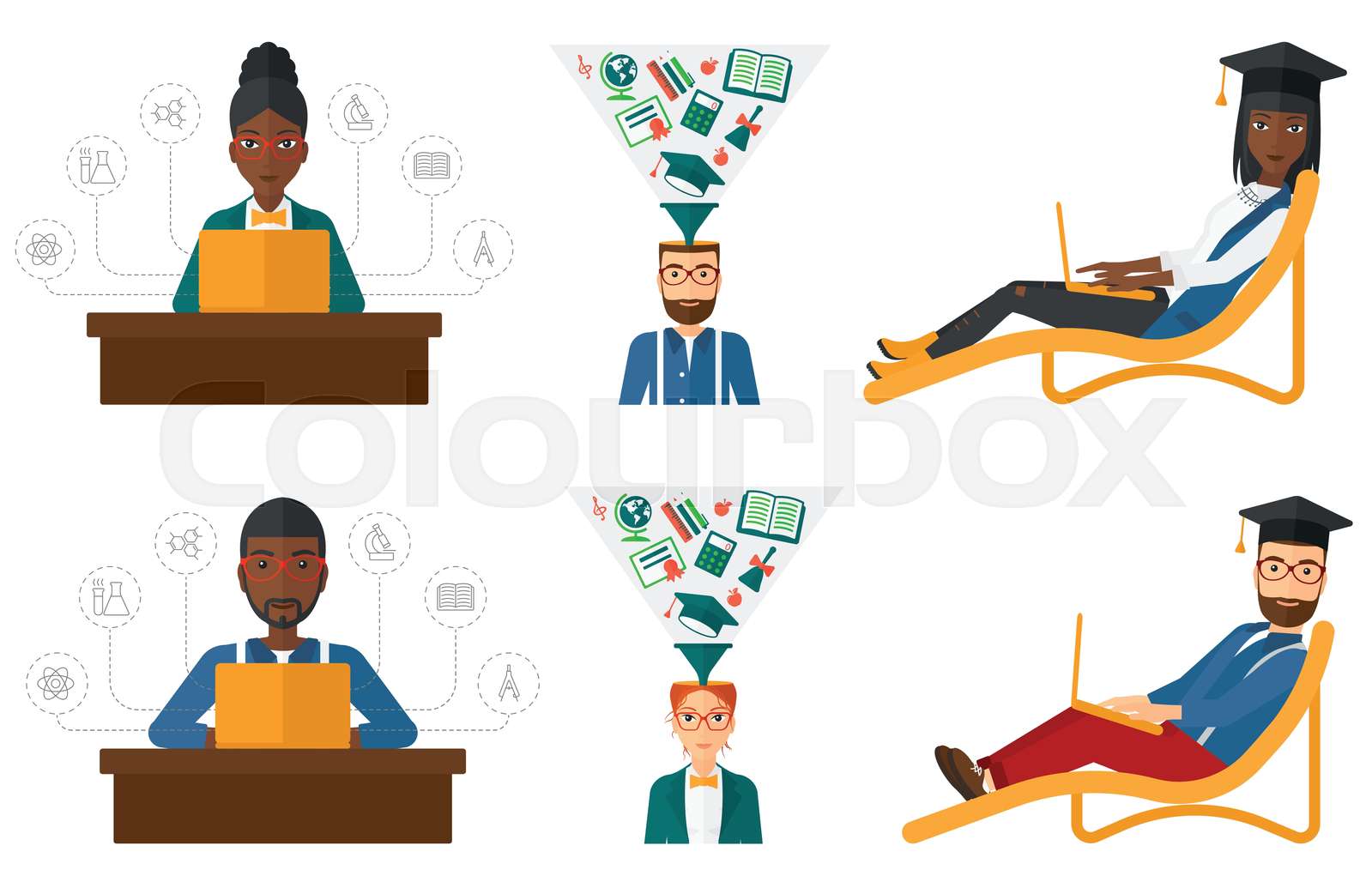 Vector set of student characters. | Stock vector | Colourbox