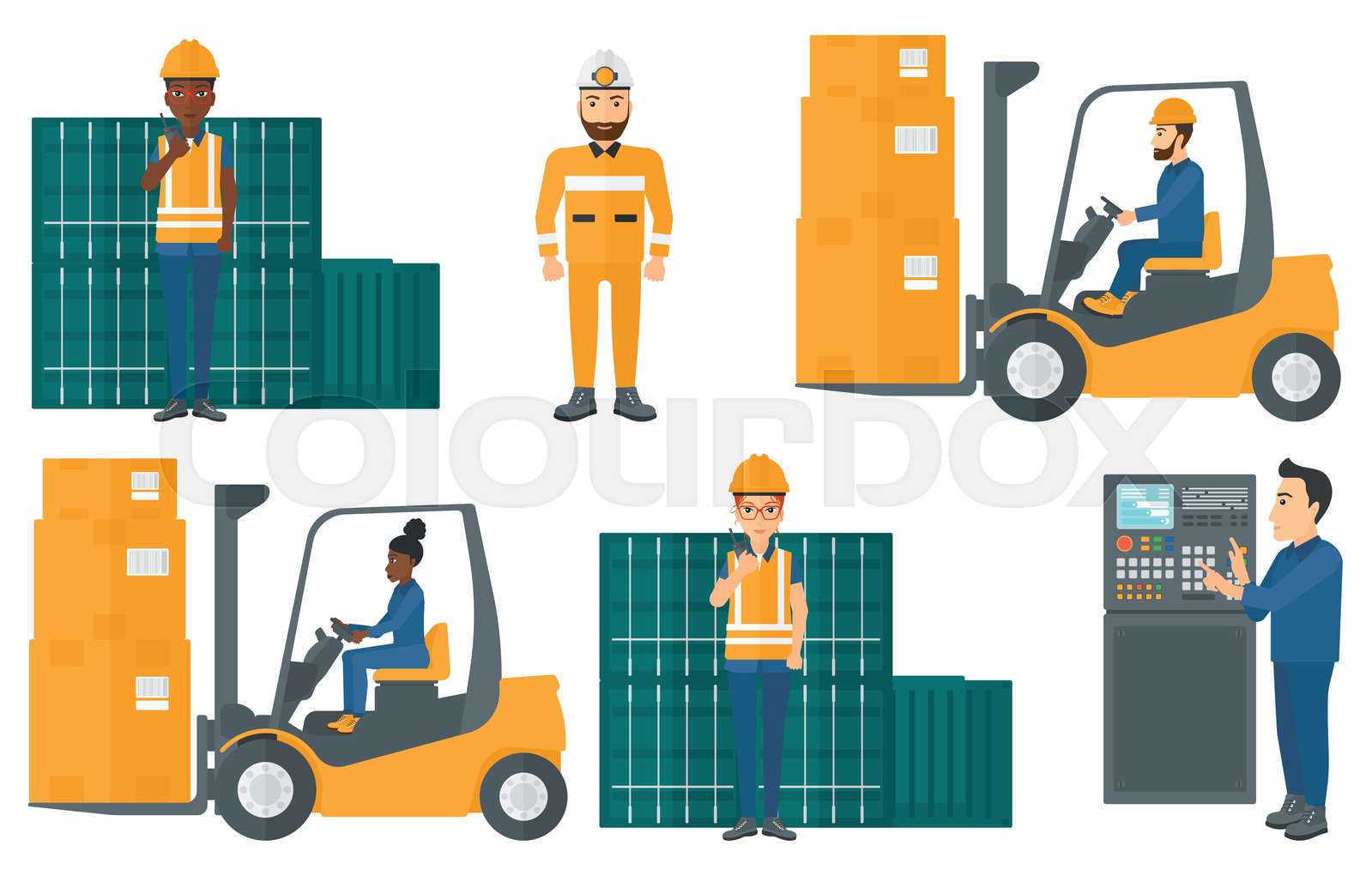 Vector set of industrial workers. | Stock vector | Colourbox