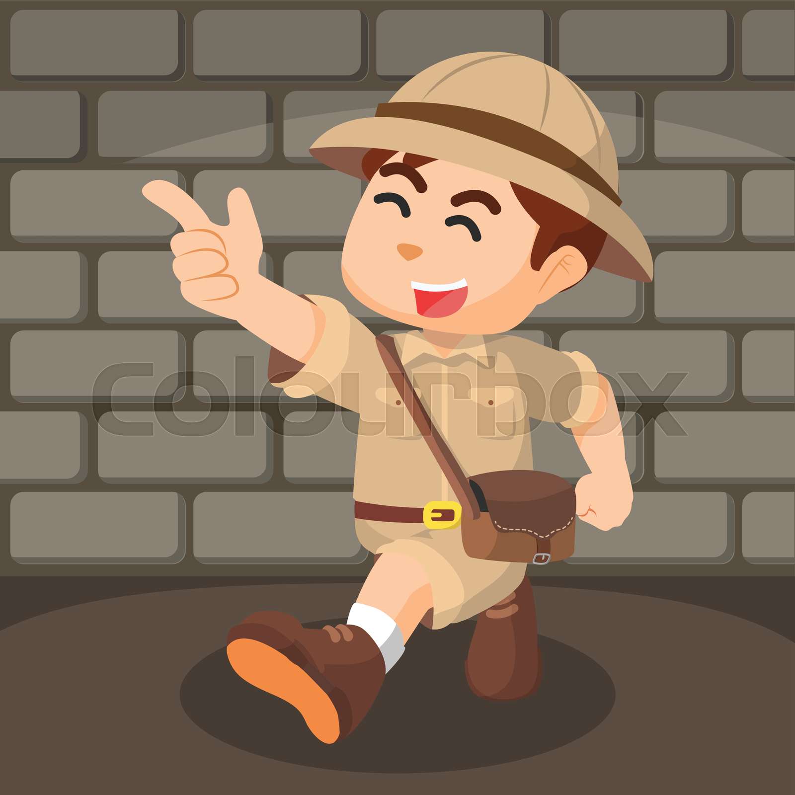 boy explorer pointing cartoon illustration | Stock vector | Colourbox