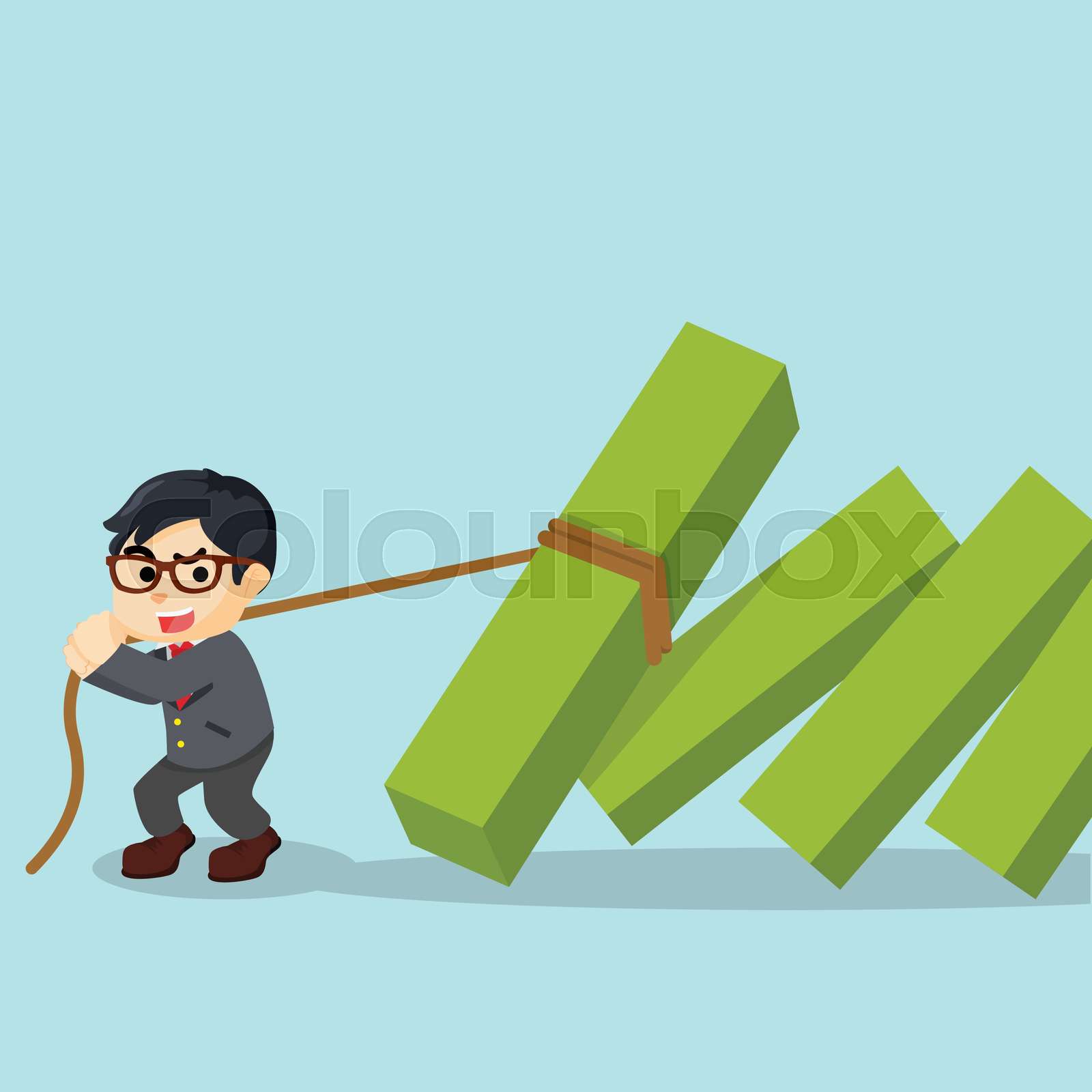 A Businessman excited draw diagrams in order to fall | Stock vector ...