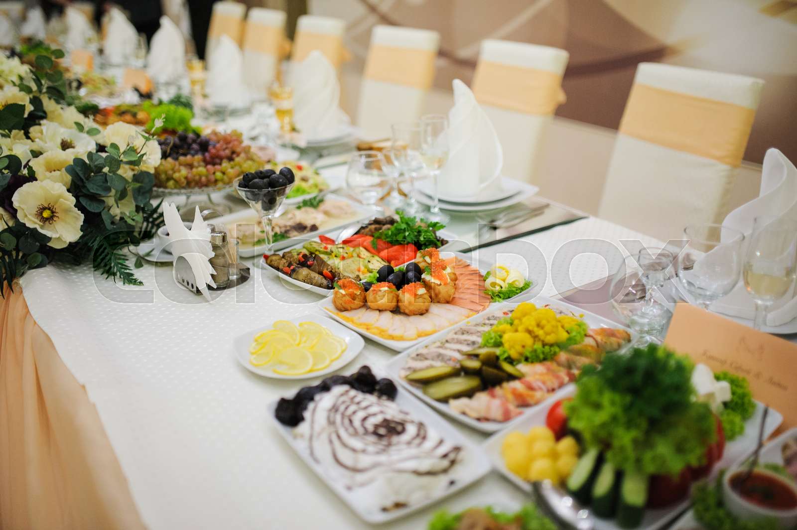 Cattering. Table full of food at a restaurant. | Stock image | Colourbox