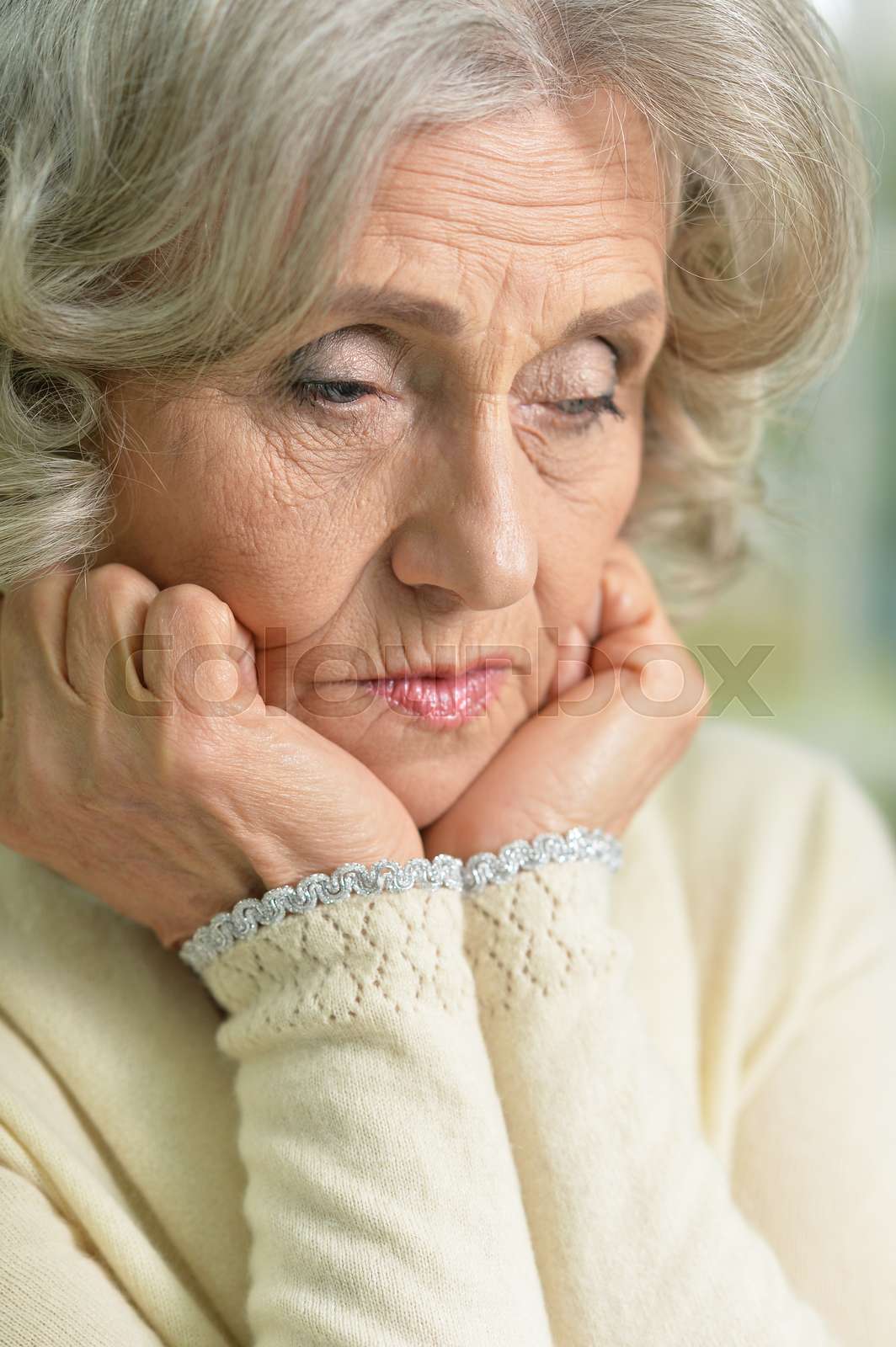 Bored senior woman | Stock image | Colourbox
