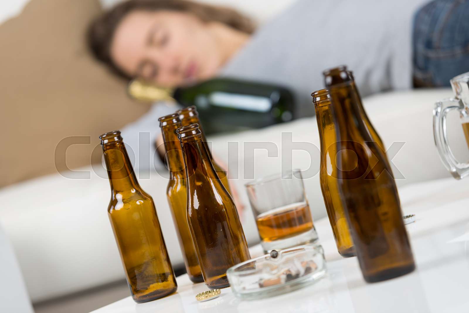 drunk young woman sleeping | Stock image | Colourbox