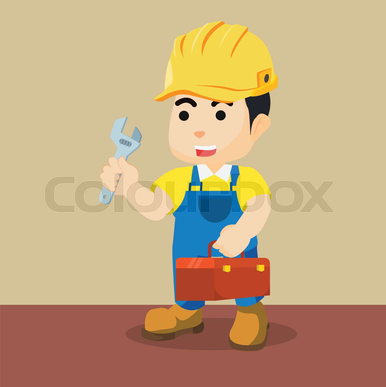 handyman holding tool box | Stock vector | Colourbox