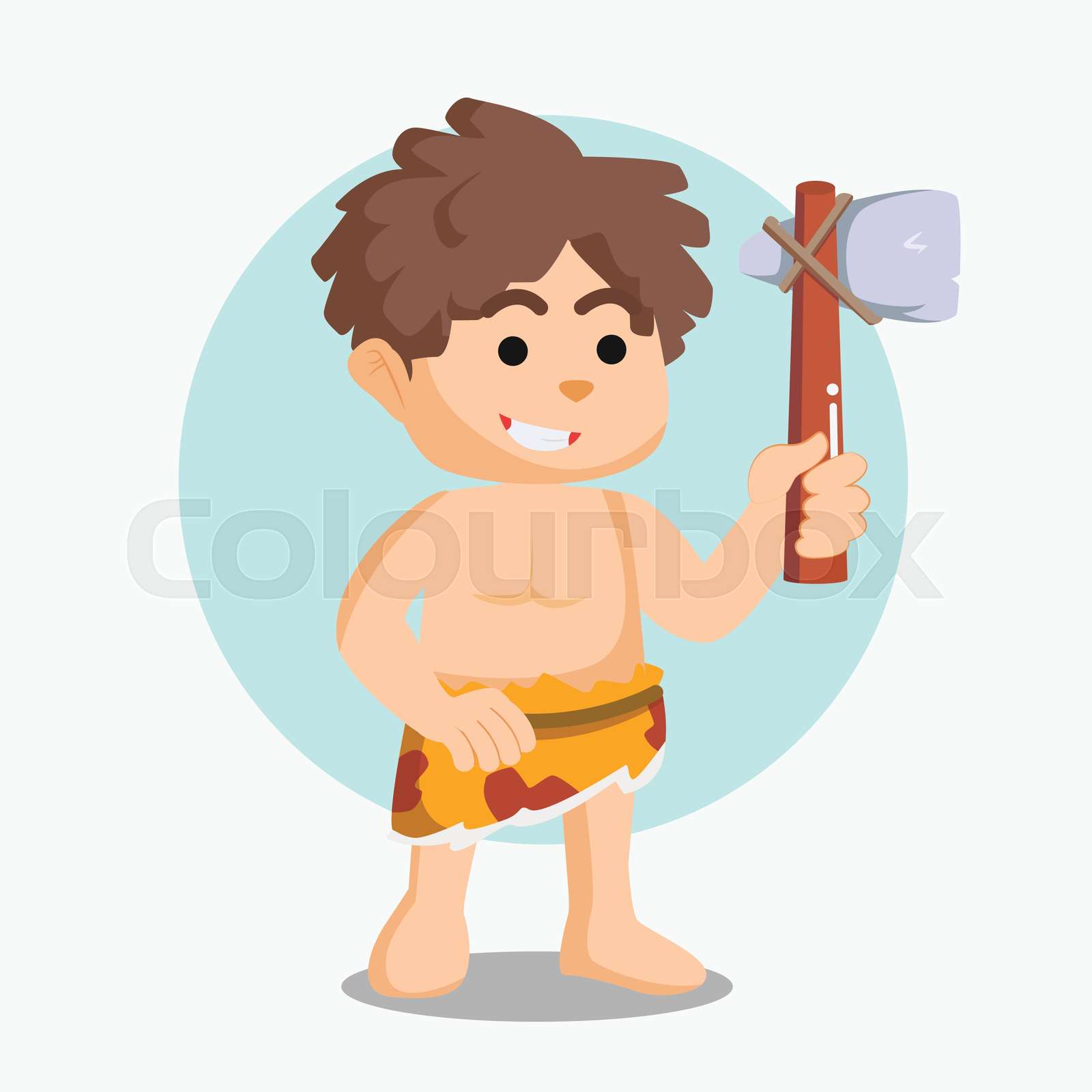 caveman holding axe stone | Stock vector | Colourbox