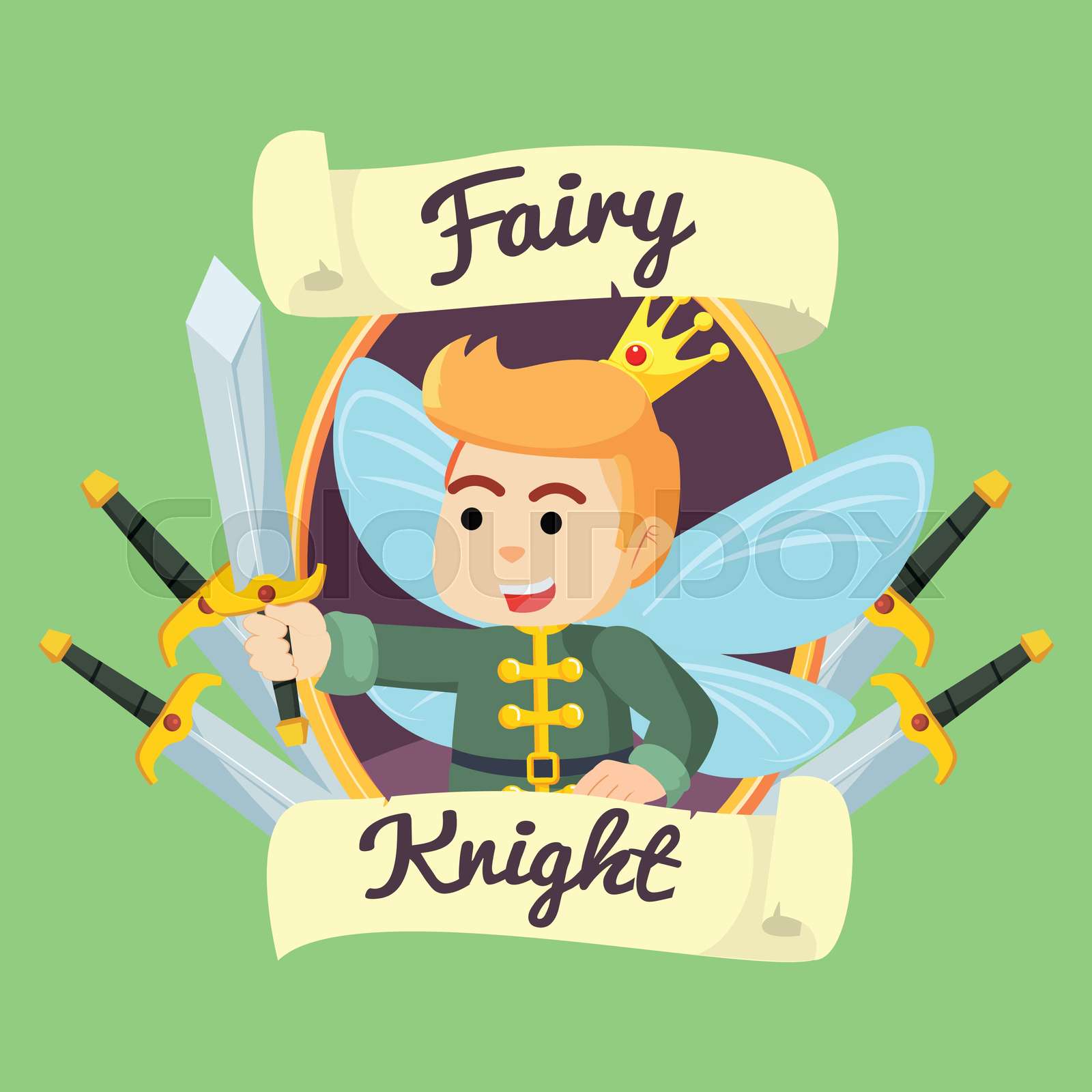 fairy knight in frame illustration design | Stock vector | Colourbox