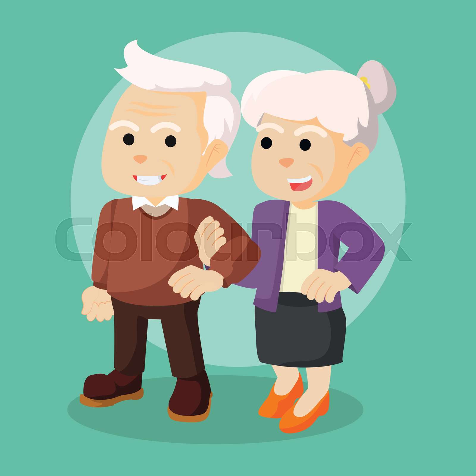 old couple holding hand each other | Stock vector | Colourbox