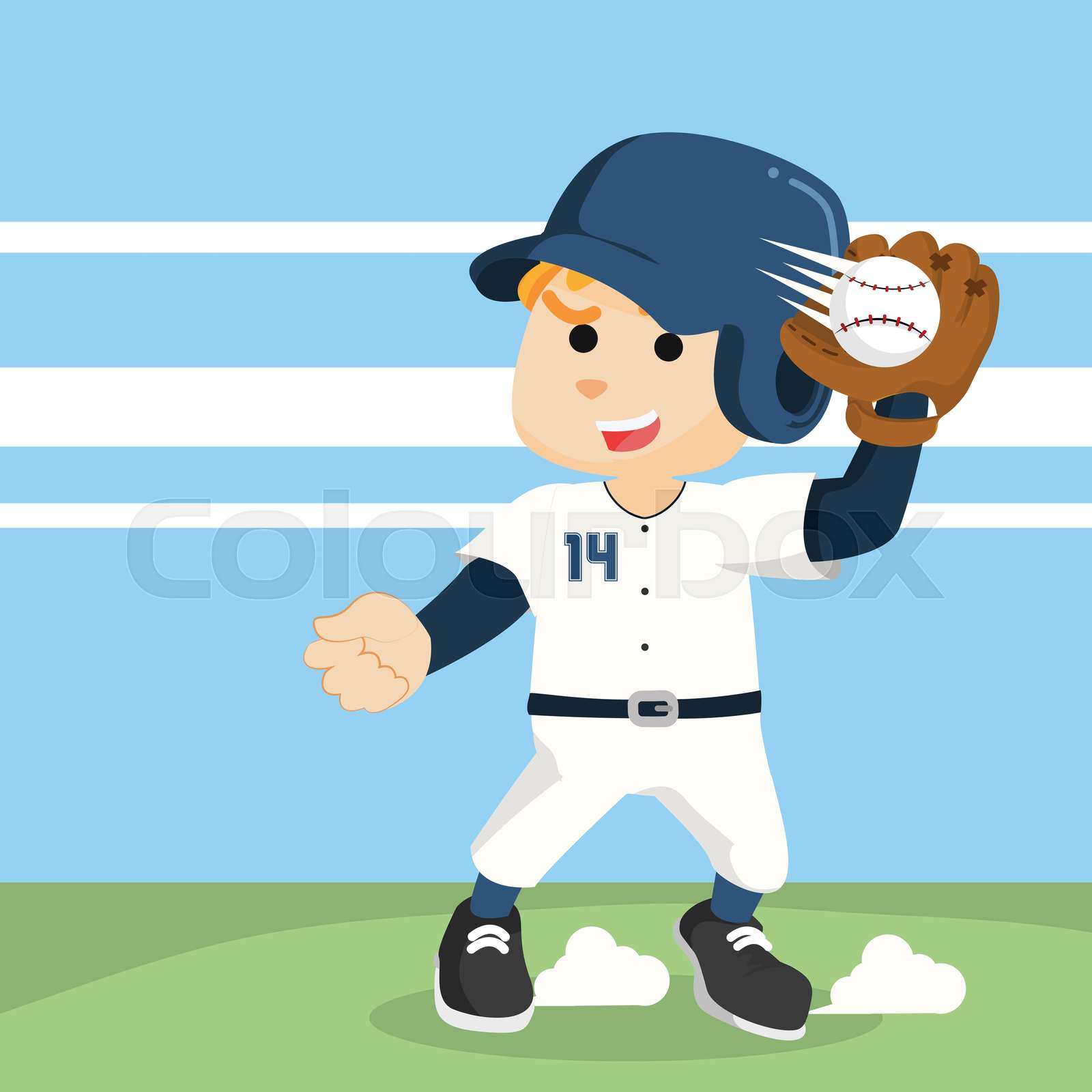 baseball player catching ball | Stock vector | Colourbox