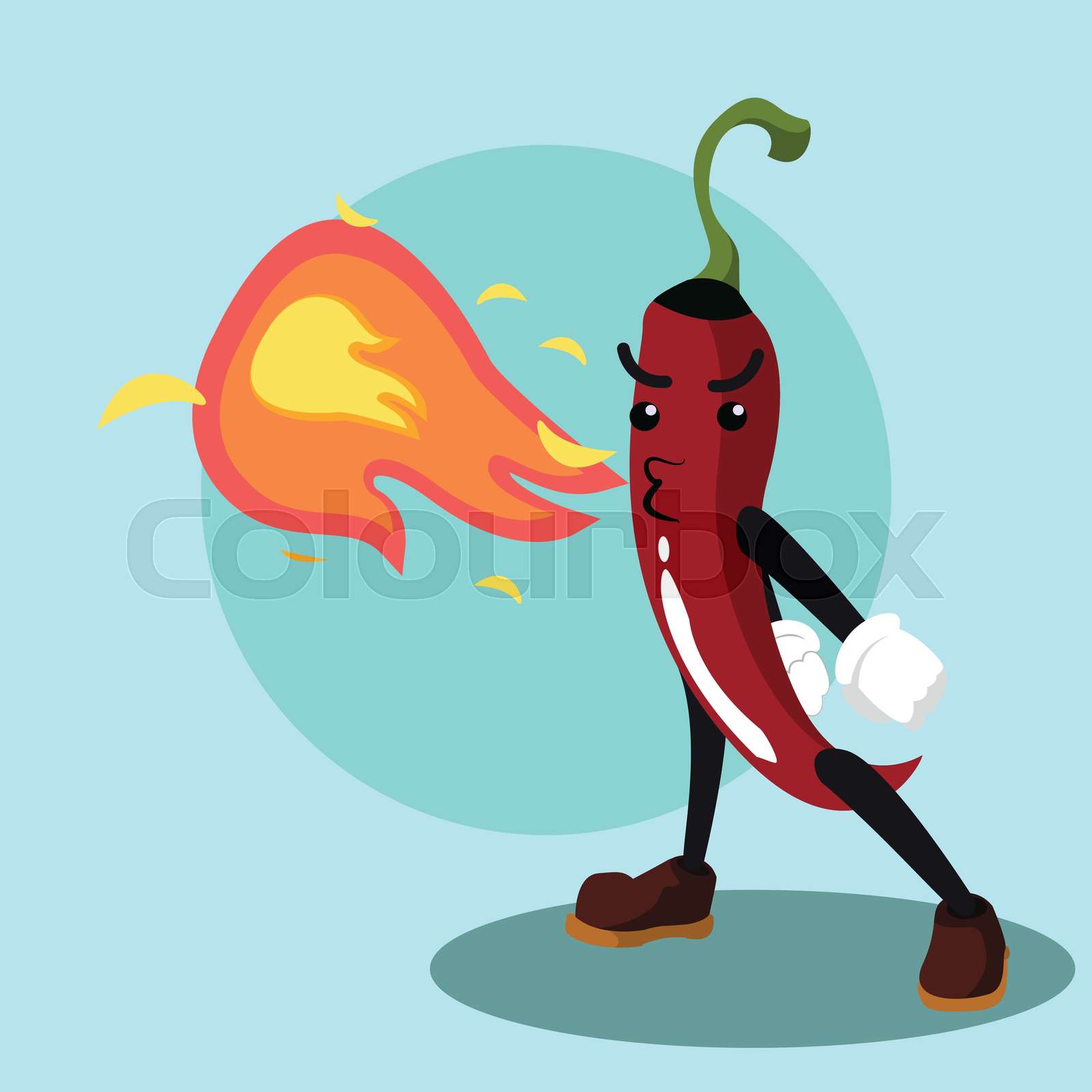chili man breathing fire illustration design | Stock vector | Colourbox