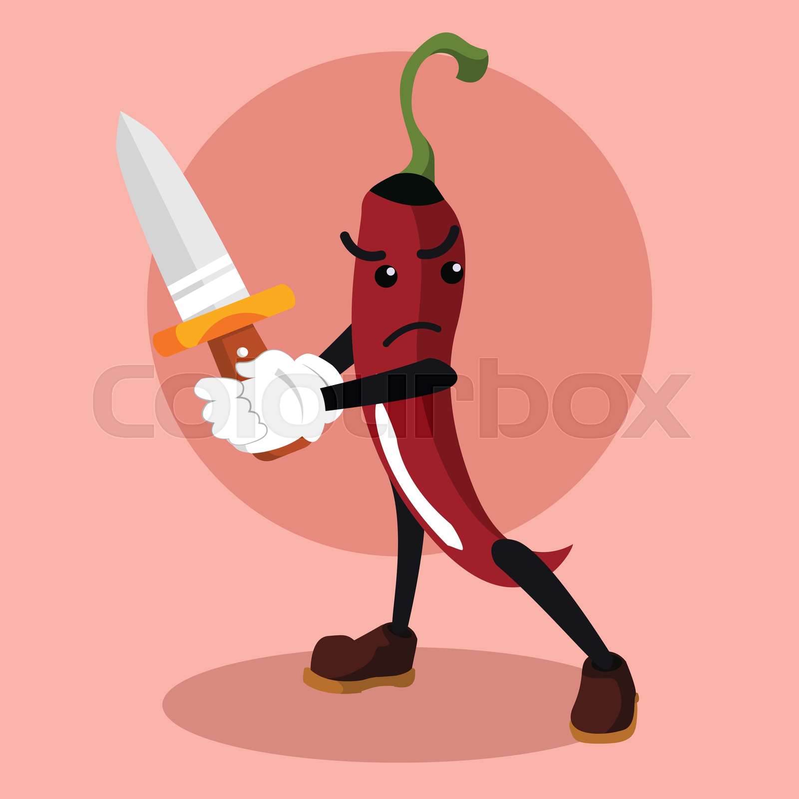 chili man using dager illustration design | Stock vector | Colourbox