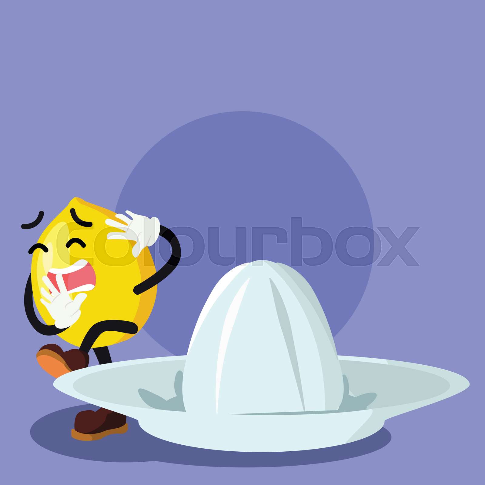 lemon man scared of lemon squeezer | Stock vector | Colourbox