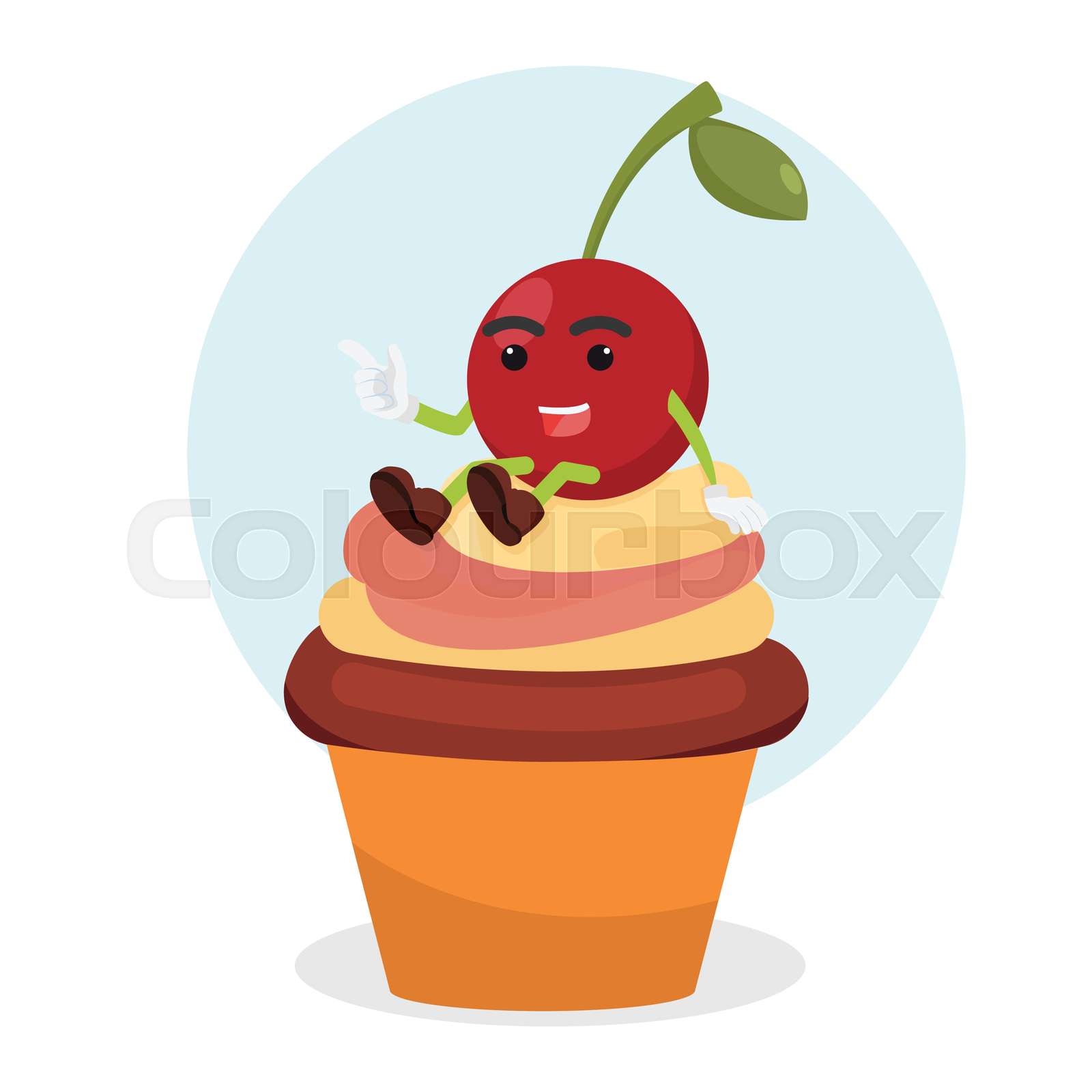 cherry on cupcake illustration design | Stock vector | Colourbox
