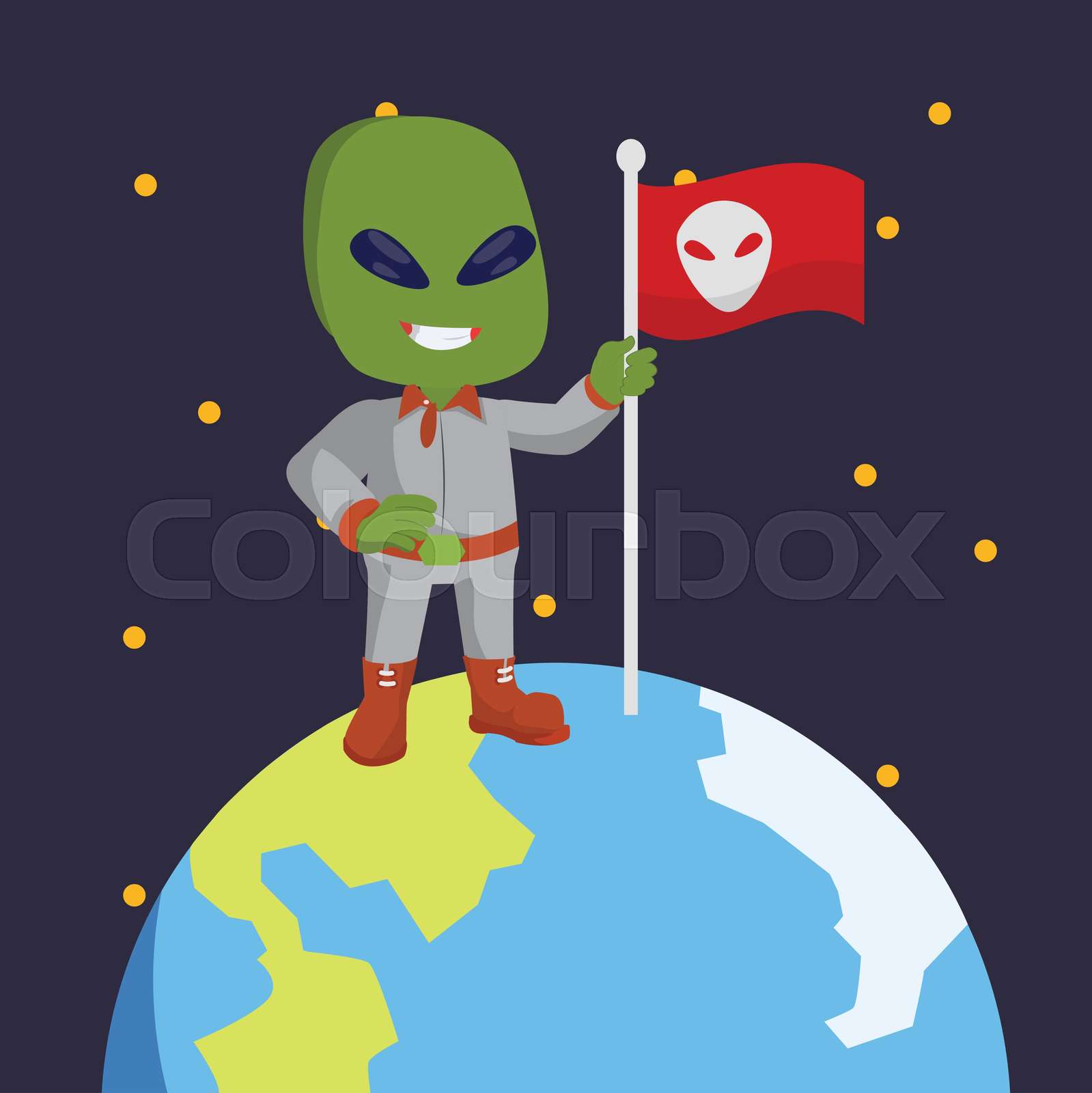 alien invasion earth colorful | Stock vector | Colourbox