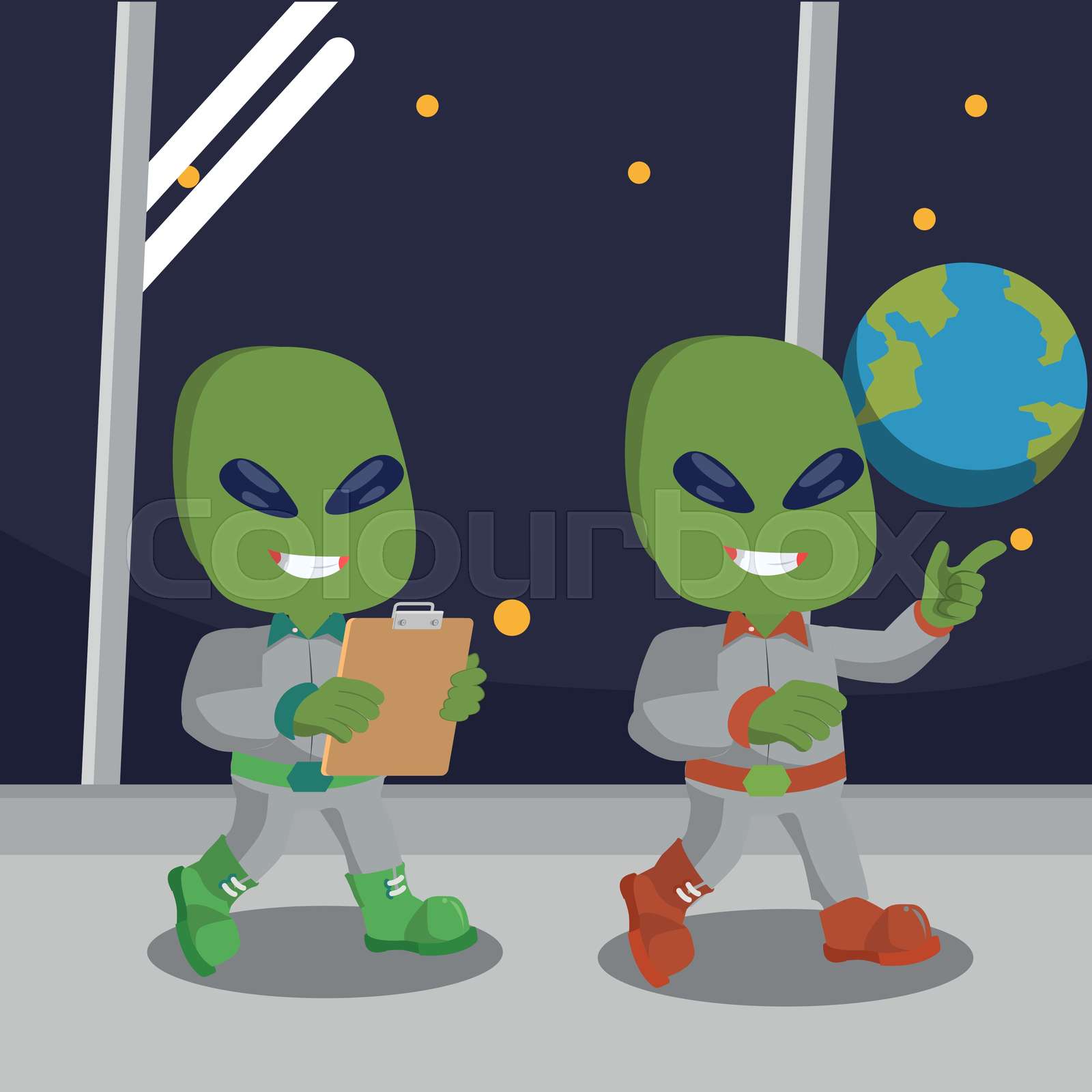 alien talking plan to attack earth | Stock vector | Colourbox
